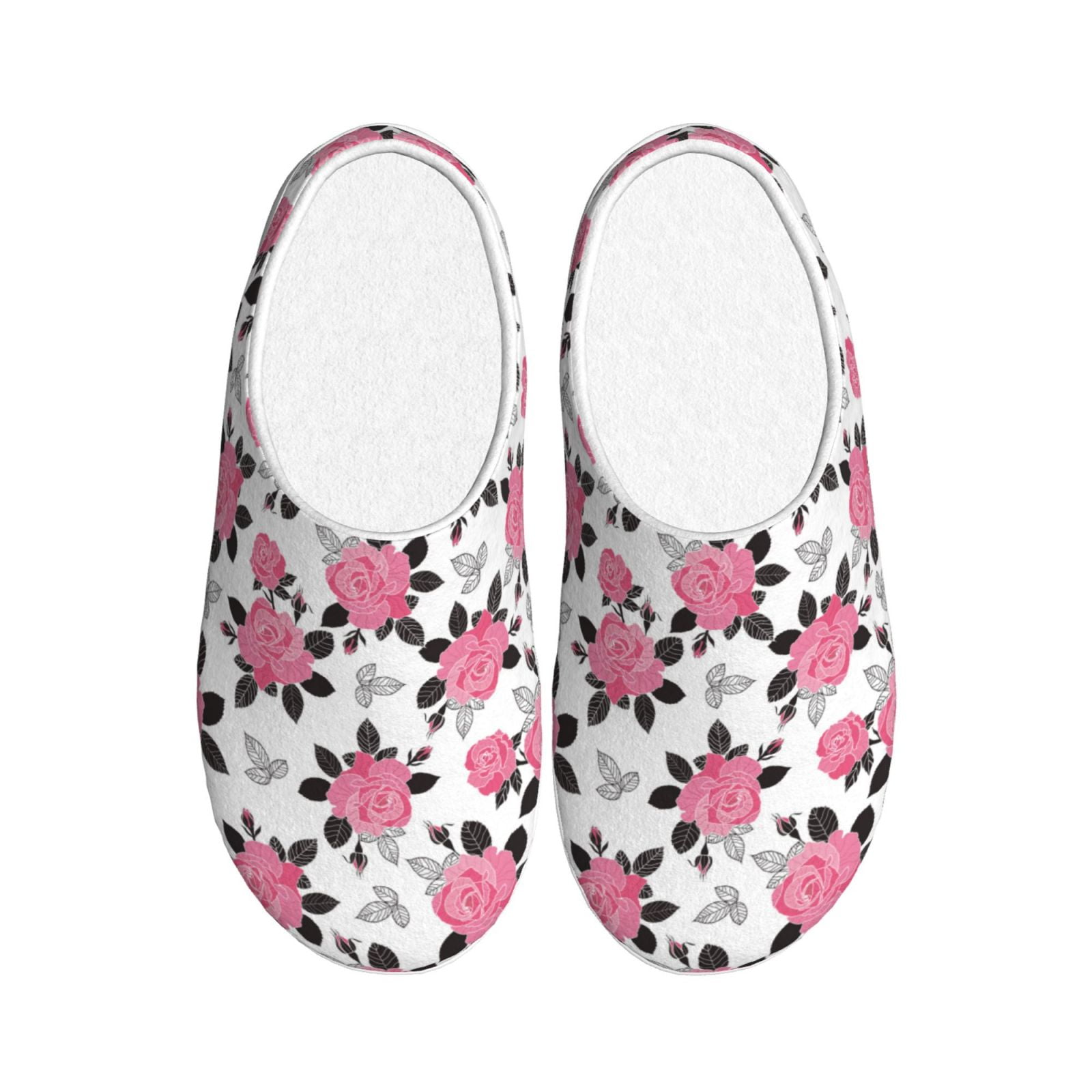 Goofa Rose Flowers Print Womens Mens Cotton Lightweight House Slippers ...