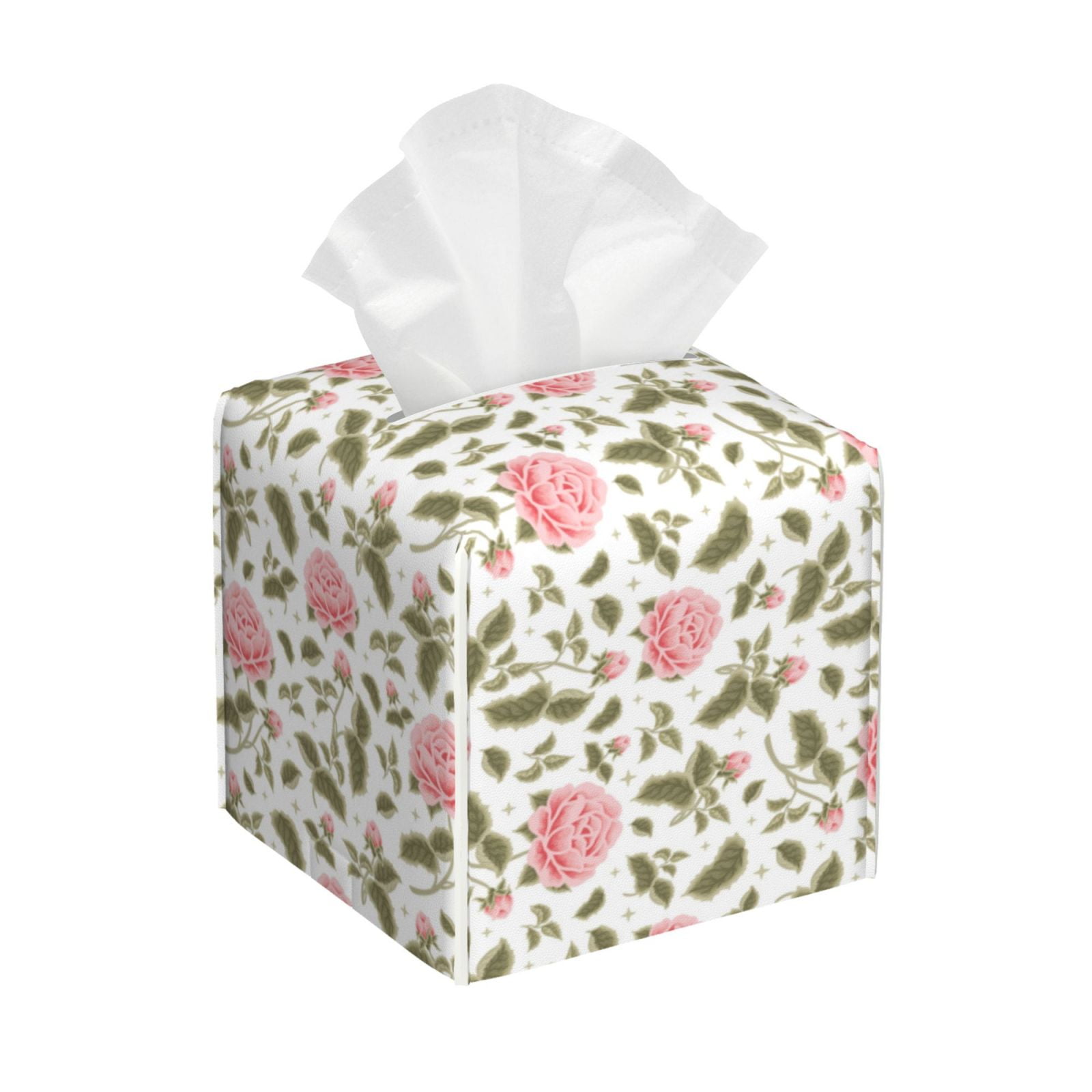 Goofa Rose Flowers Tissue Box Cover PVC Leather Tissue Holder Square ...