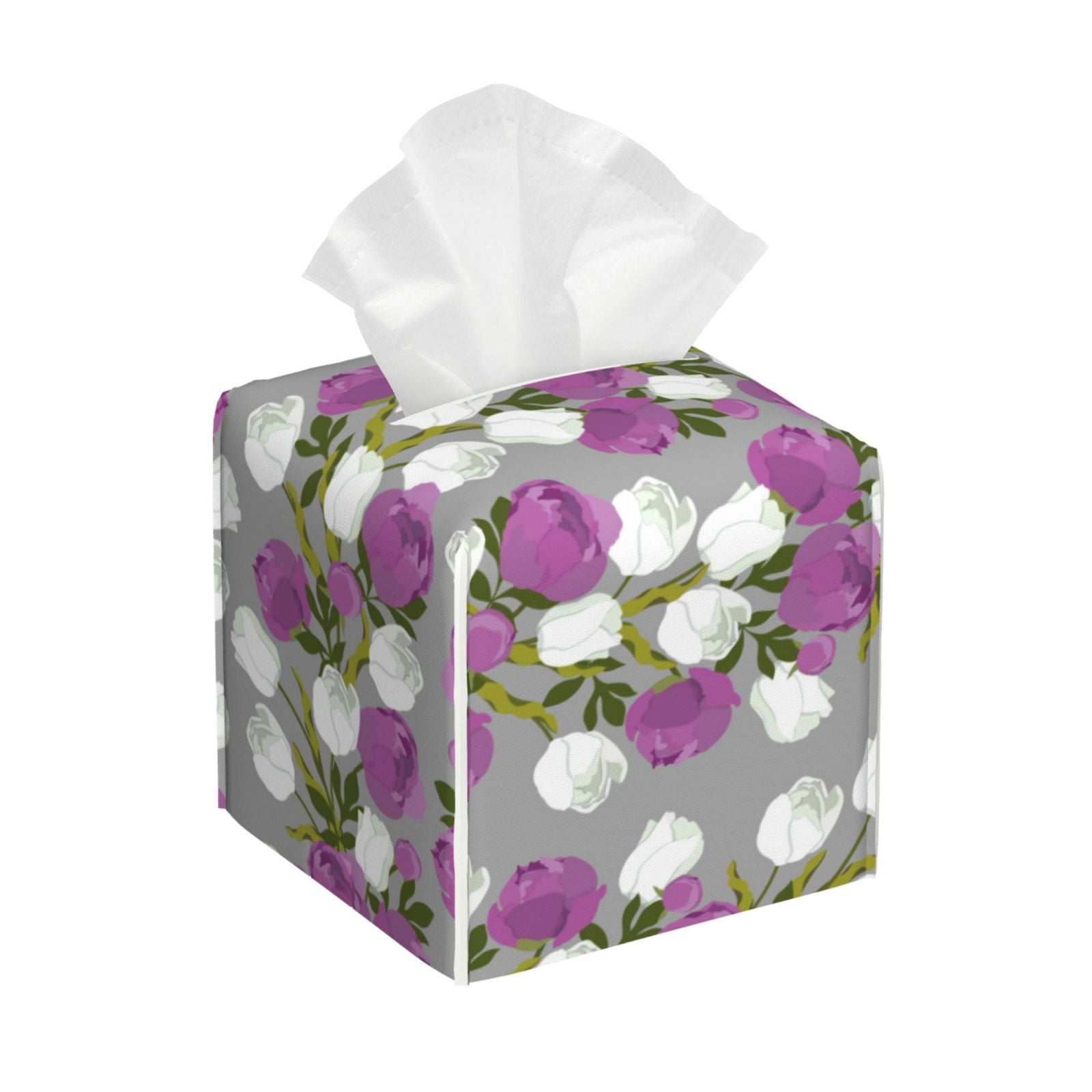 Goofa Rose Flowers Tissue Box Cover PVC Leather Tissue Holder Square ...