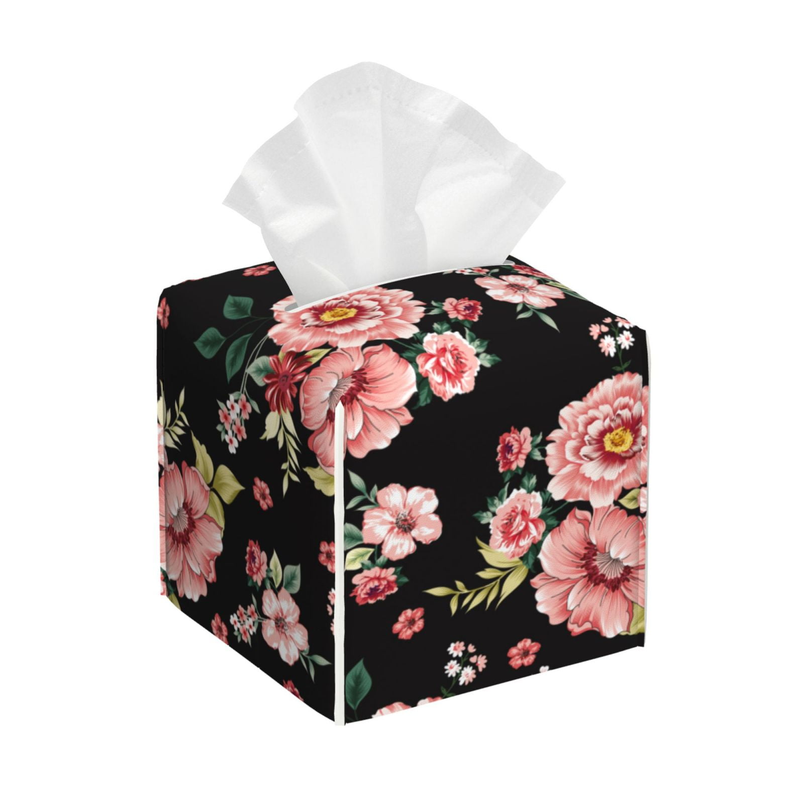 Goofa Rose Flowers Tissue Box Cover PVC Leather Tissue Holder Square ...