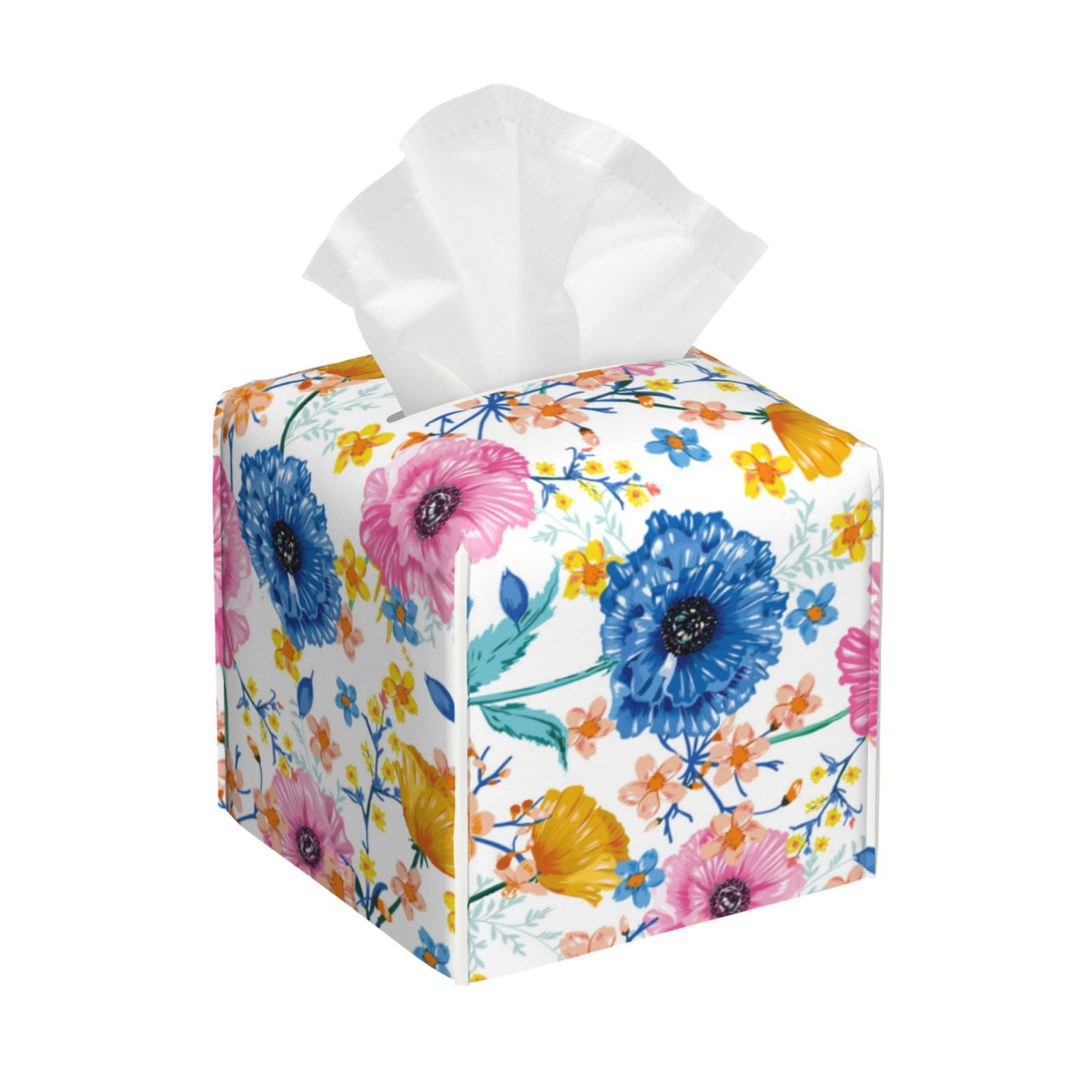 Goofa Rose Flowers Tissue Box Cover PVC Leather Tissue Holder Square ...