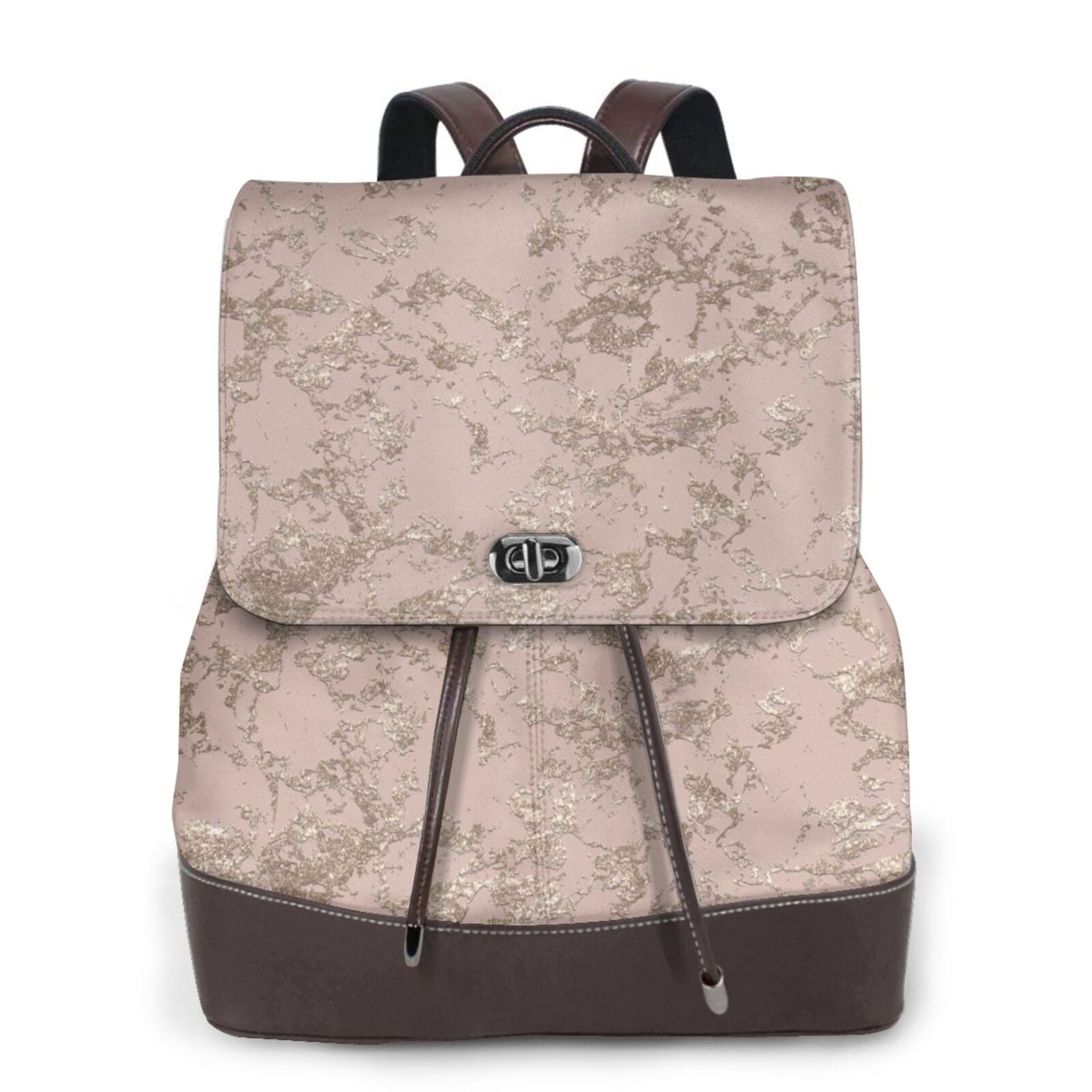 Goofa Rose Gold Marble Texture for Leather Backpack Purse for Women ...