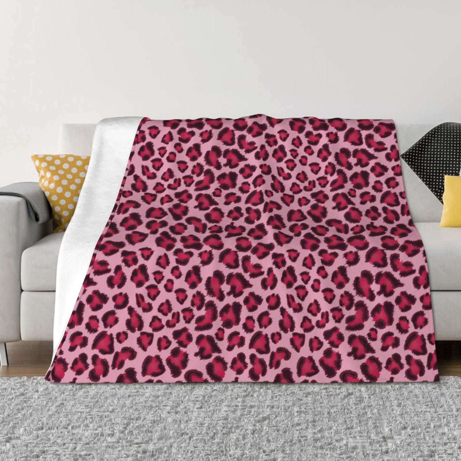 Goofa Rose Leopard Print Pattern Fleece Throw Blanket for Couch, Soft ...