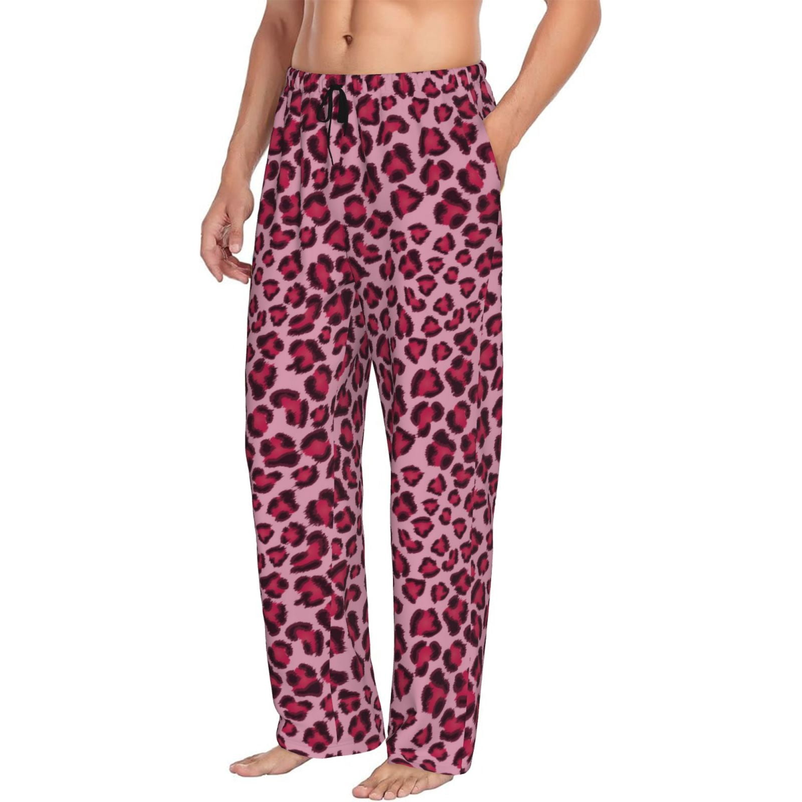 Goofa Rose Leopard Print Printed Soft Pajama Pants for Men, Wide Leg ...
