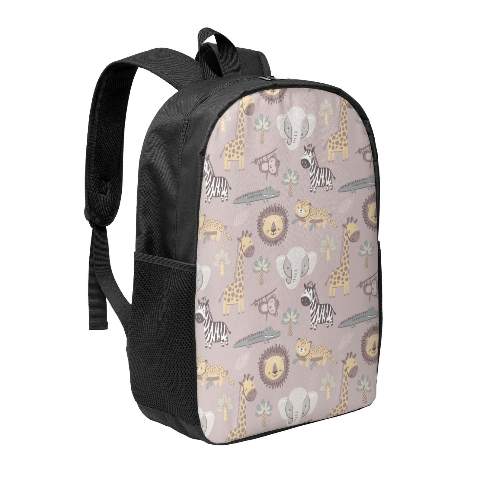 Goofa Safari Animals Pattern 17in Student Backpack - School, Travel ...