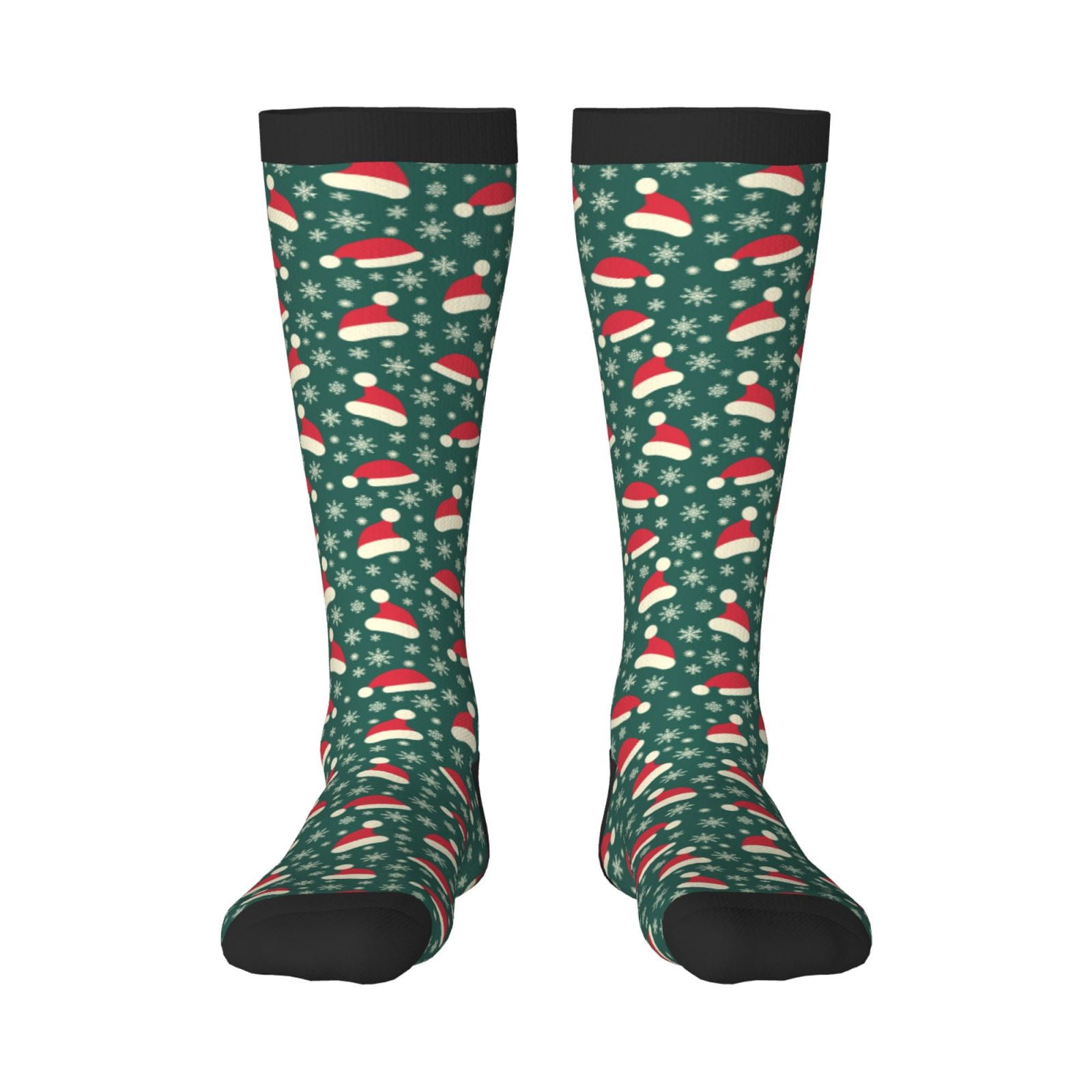 Goofa Santa Hat Joy Green Festive Pattern Adult Stockings, Color-Block ...