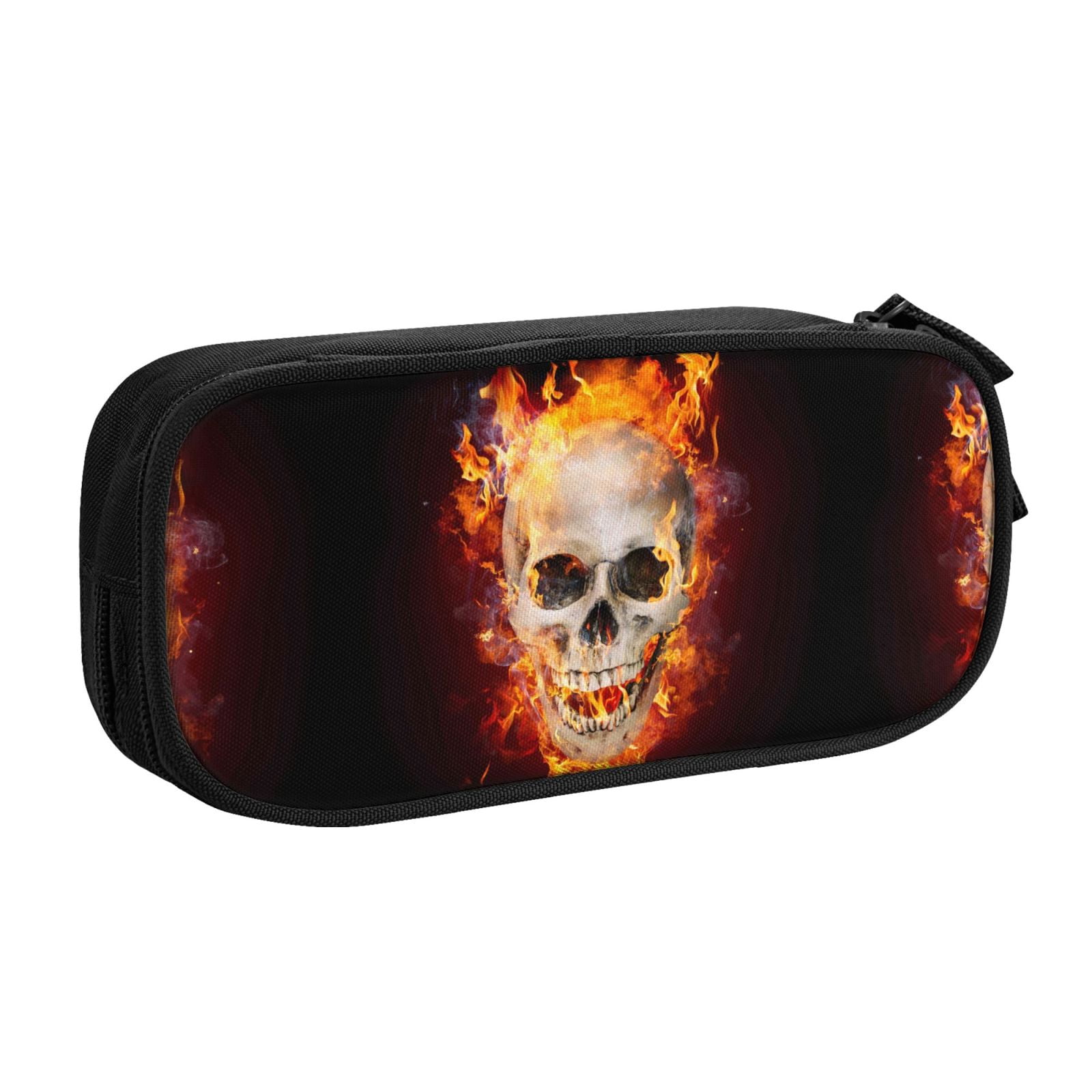 Goofa Satanic Skull Pattern Big Capacity Pencil Pen Case Office College ...