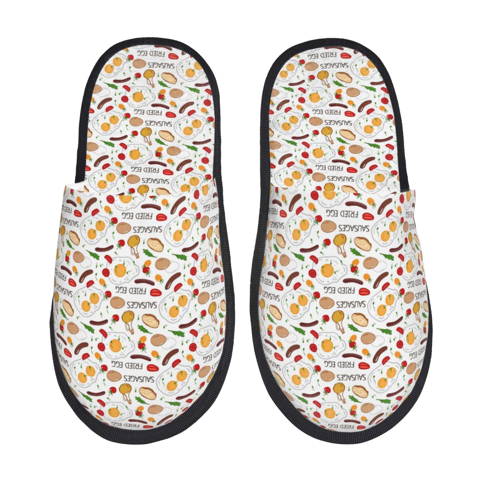 Goofa Sausage Tomato Toast Pattern Plush Furry Slippers for Men & Women ...