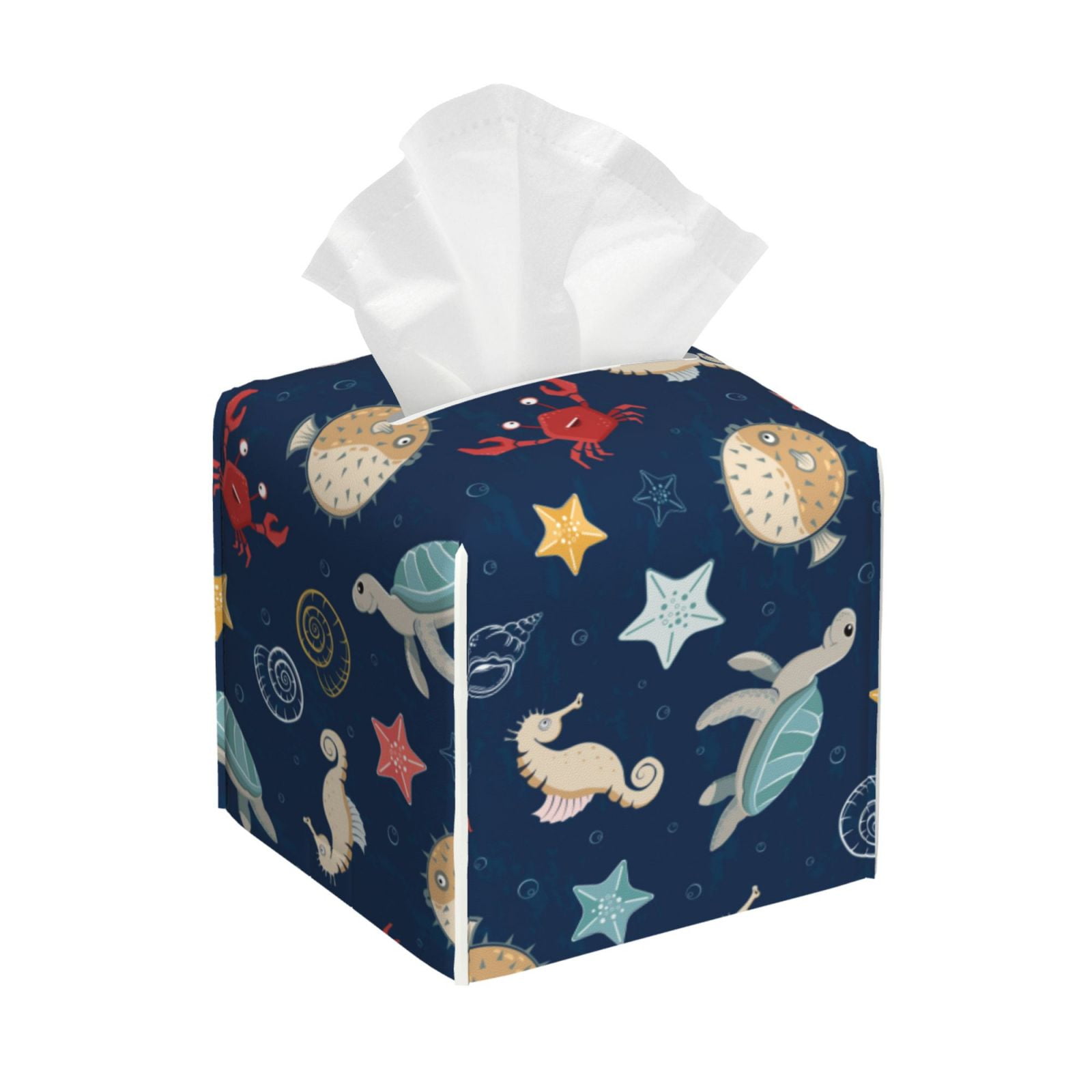 Goofa Sea Creatures Tissue Box Cover PVC Leather Tissue Holder Square ...