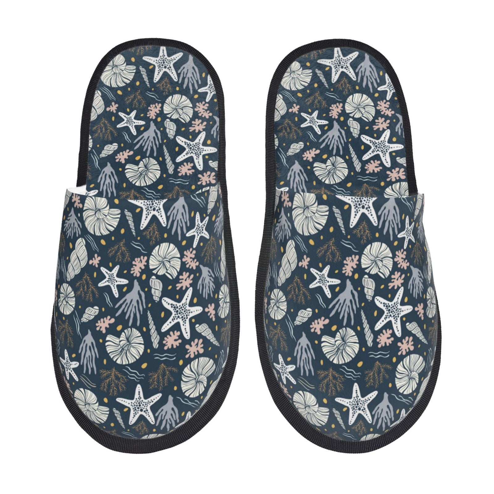 Goofa Sea Shells 1 Pattern Plush Furry Slippers for Men & Women, Cozy ...