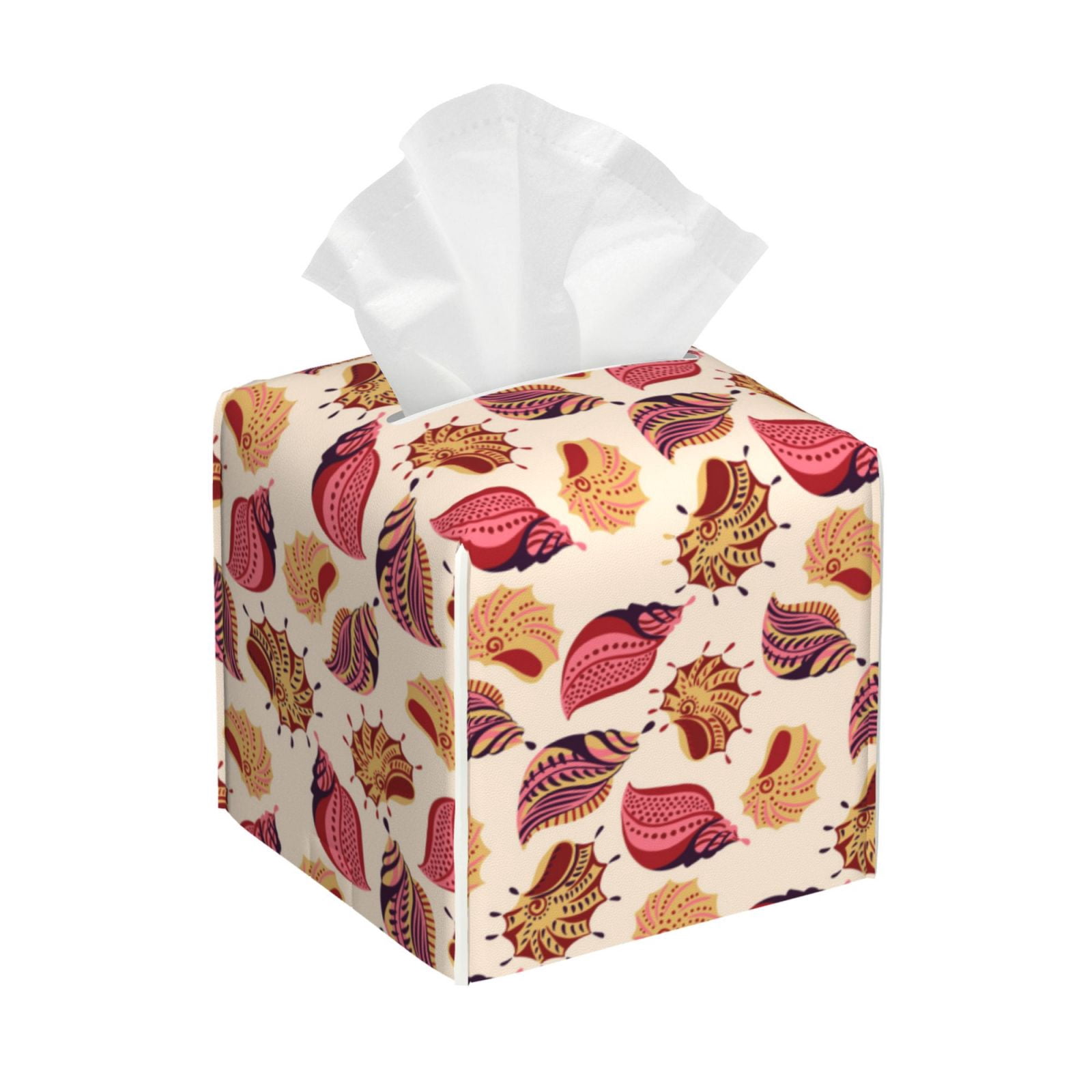 Goofa Sea Shells Tissue Box Cover PVC Leather Tissue Holder Square ...