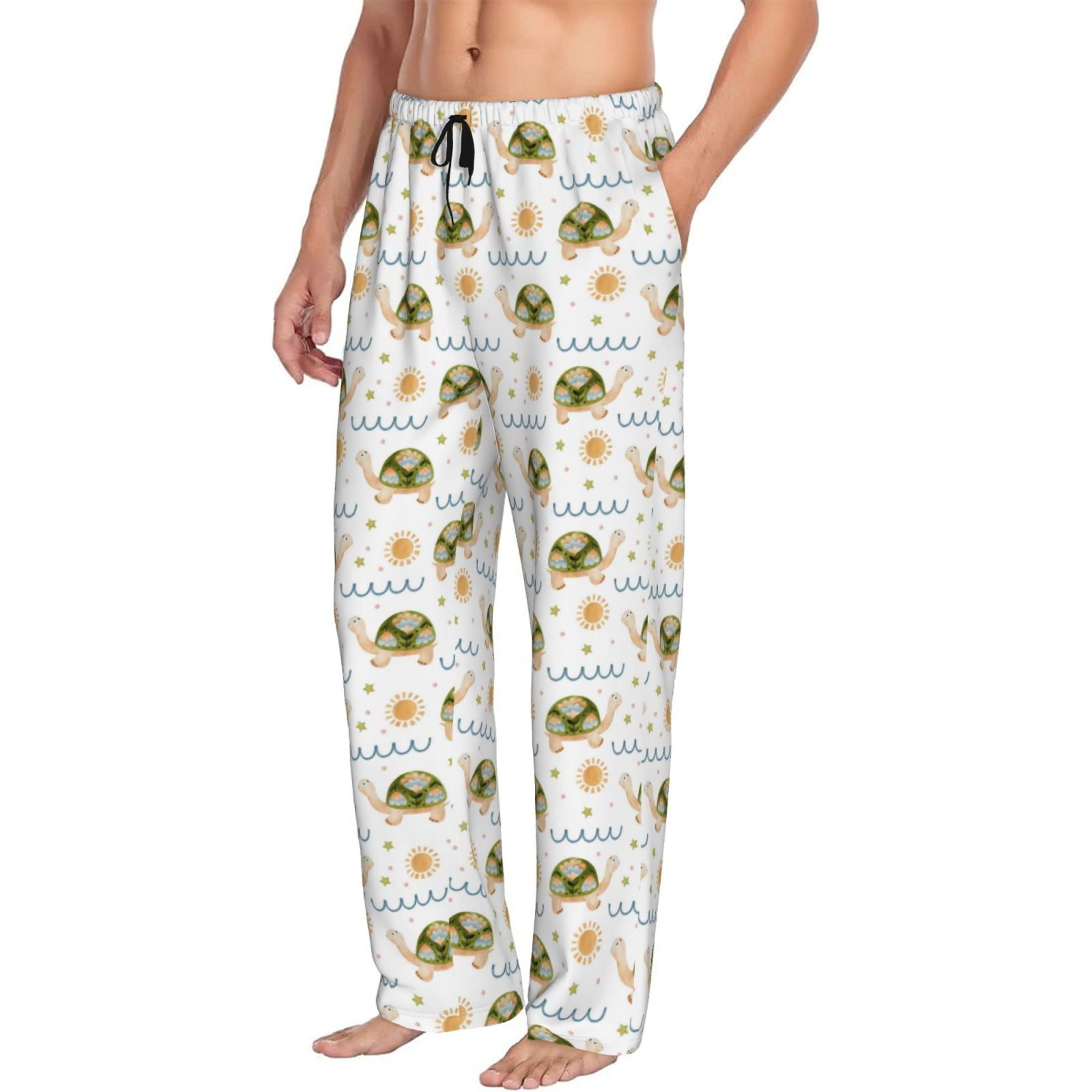 Goofa Sea Turtle Basking in the Sun Printed Soft Pajama Pants for Men ...