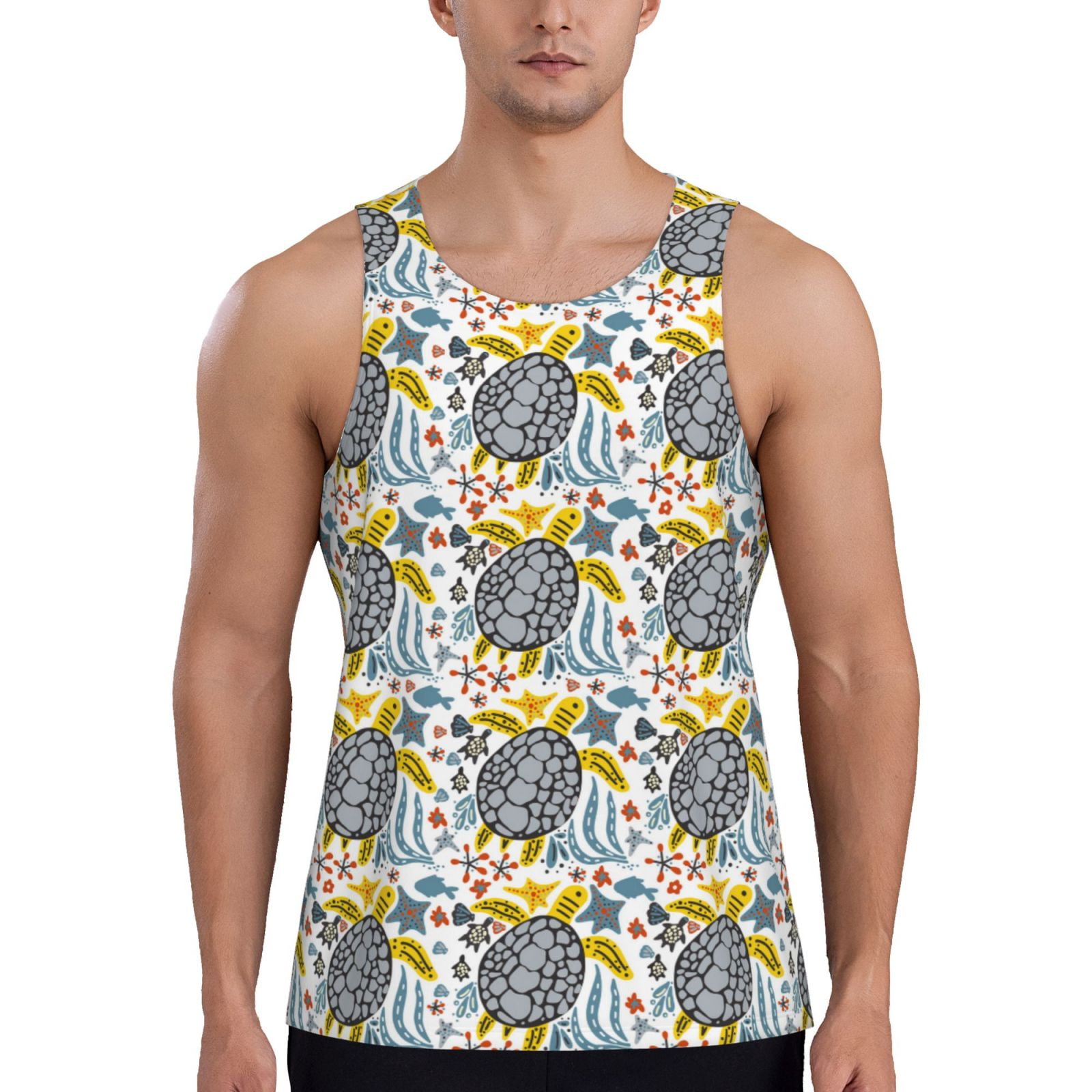 Goofa Sea Turtle Pattern Men's Workout Tank Top Slim-Fit Tank Quick Dry ...