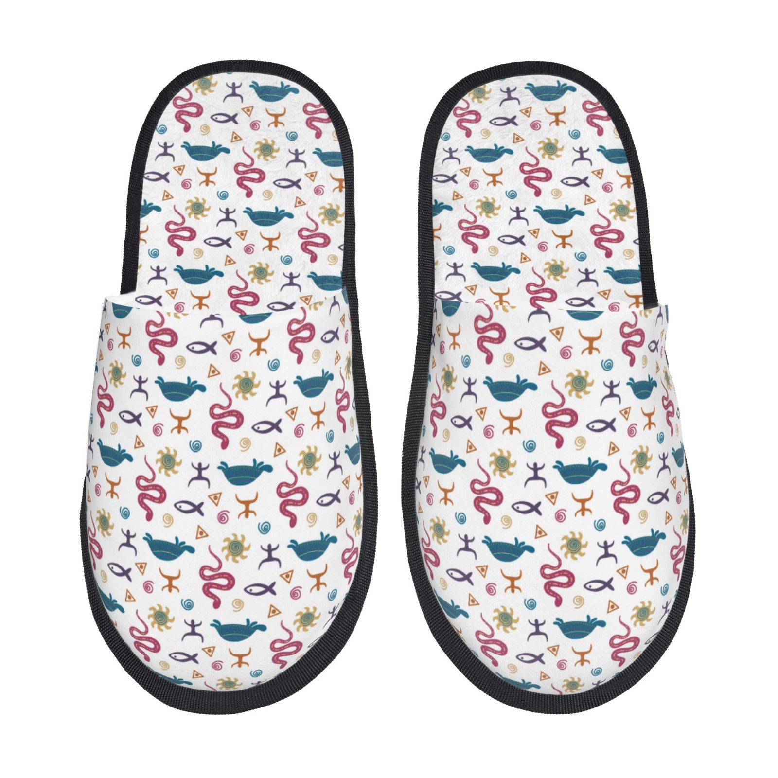 Goofa Sea Turtle Pattern Plush Furry Slippers for Men & Women, Cozy ...