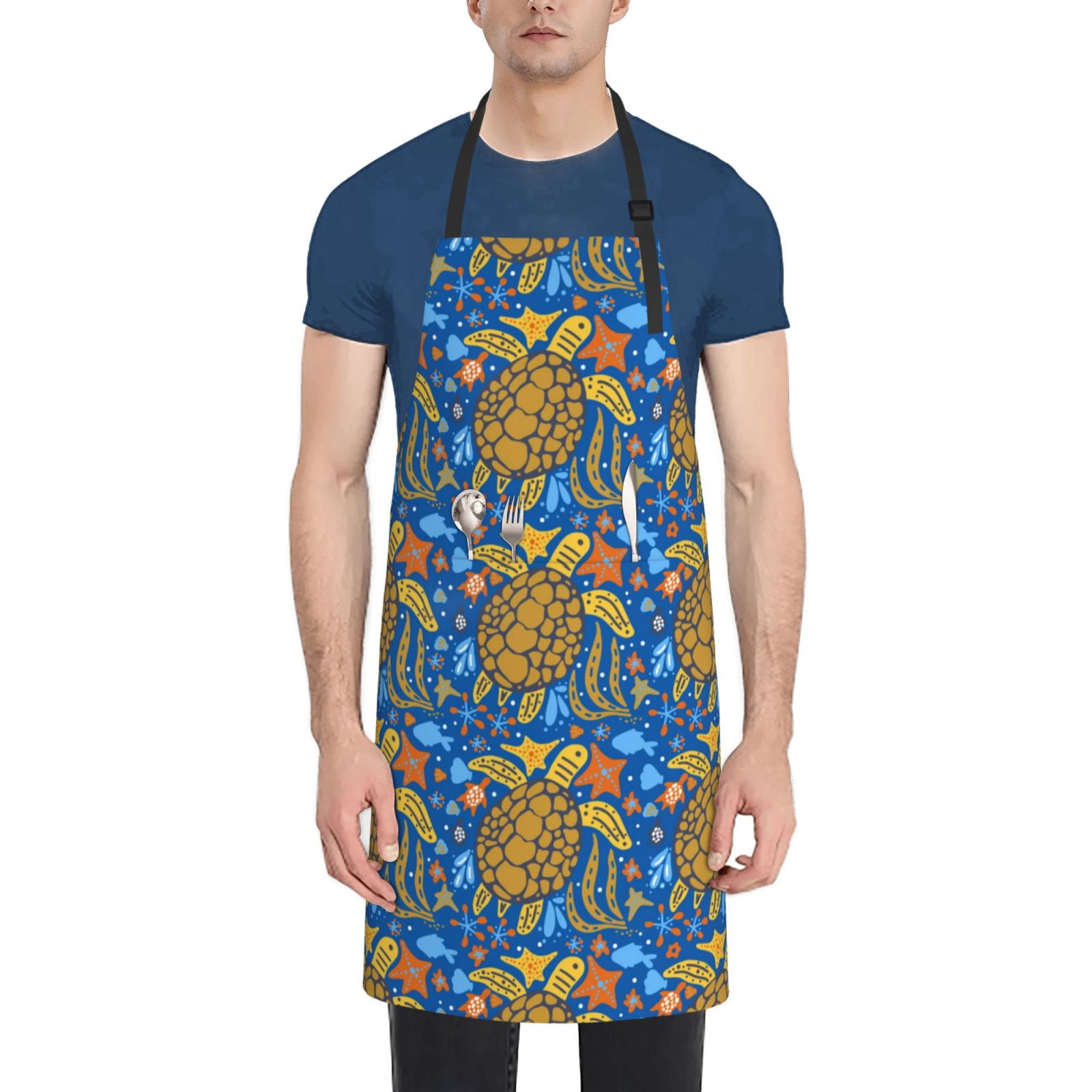 Goofa Sea Turtle Printed Waterproof Apron 33" Chef Aprons for Men Heavy ...