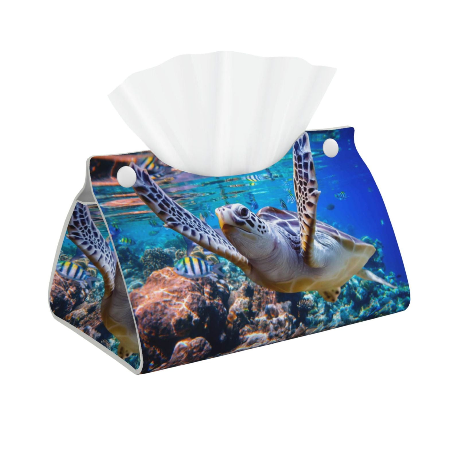 Goofa Sea Turtle Swims Pattern Triangle Square Tissue Box Cover, Modern ...