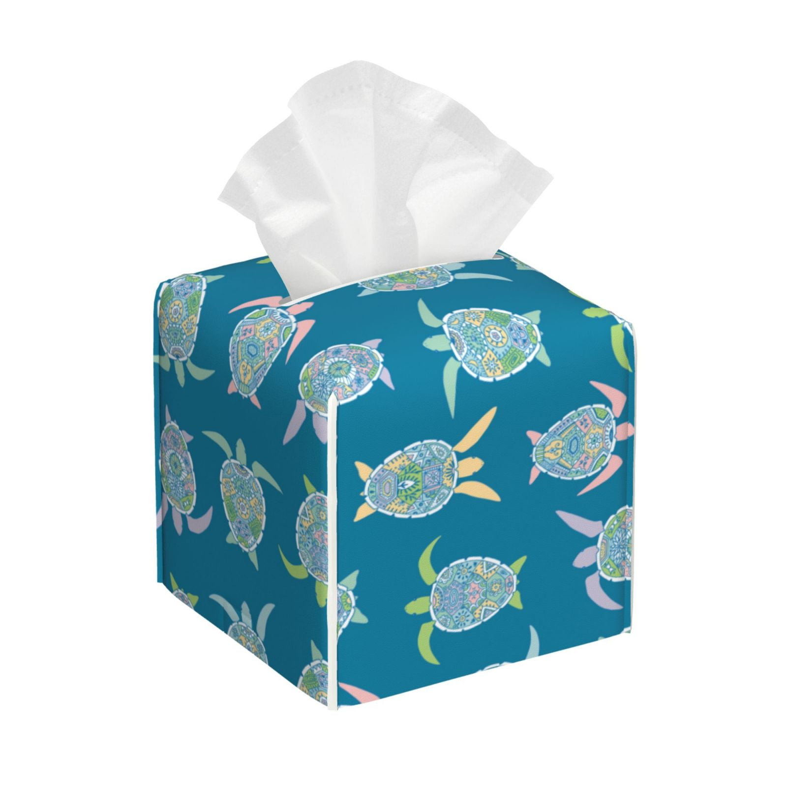 Goofa Sea Turtle Tissue Box Cover PVC Leather Tissue Holder Square ...