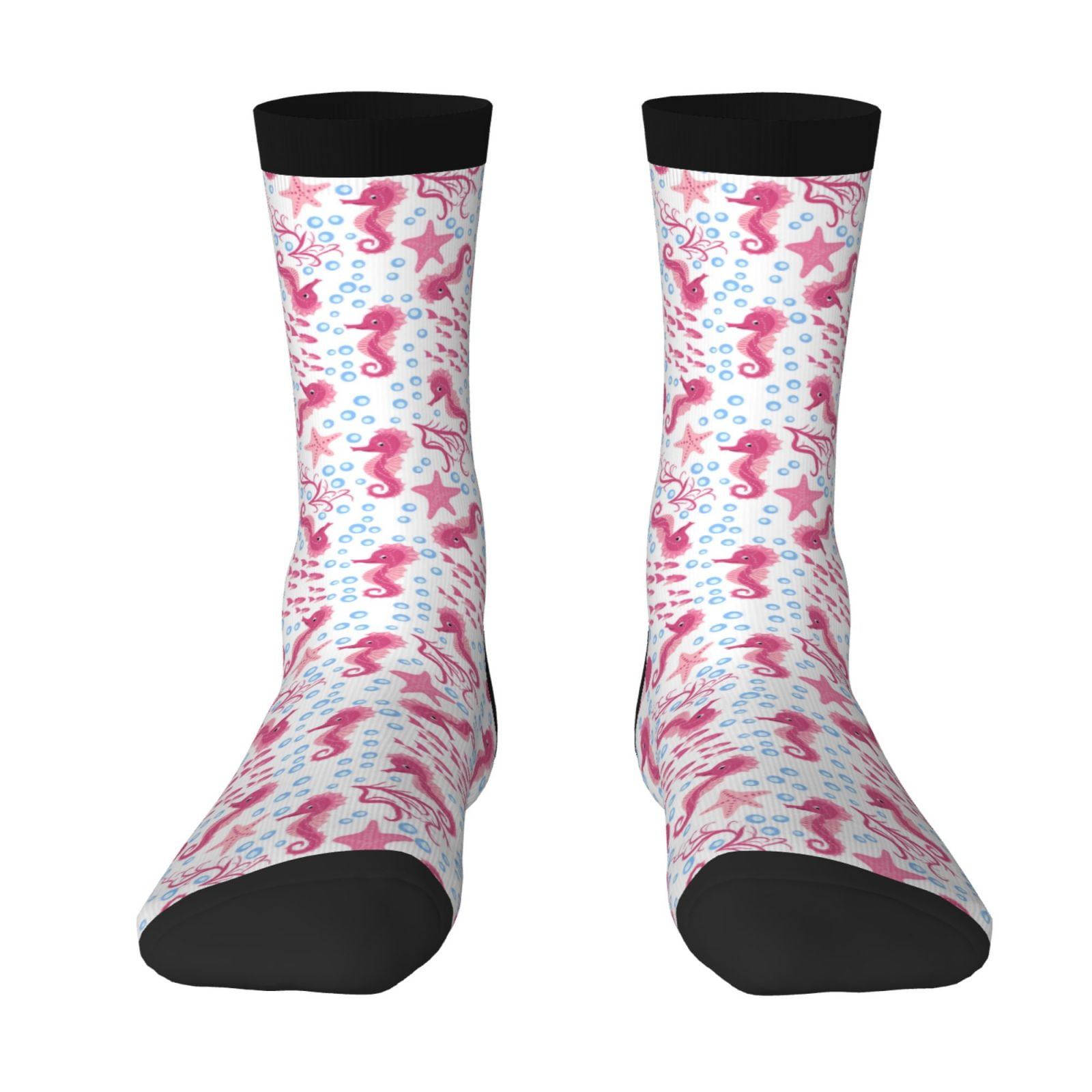Goofa Seahorse and Starfish Printed Men's Crew Socks, Soft Durable ...