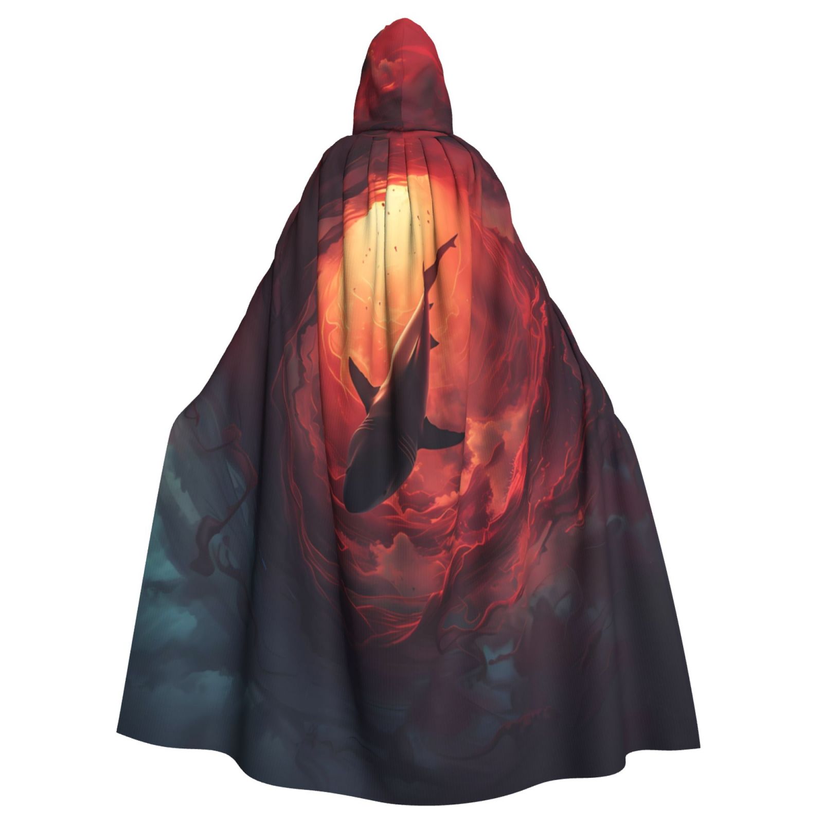 Goofa Shark Underwater Vortex Pattern Hooded Cloak, Halloween Costume ...
