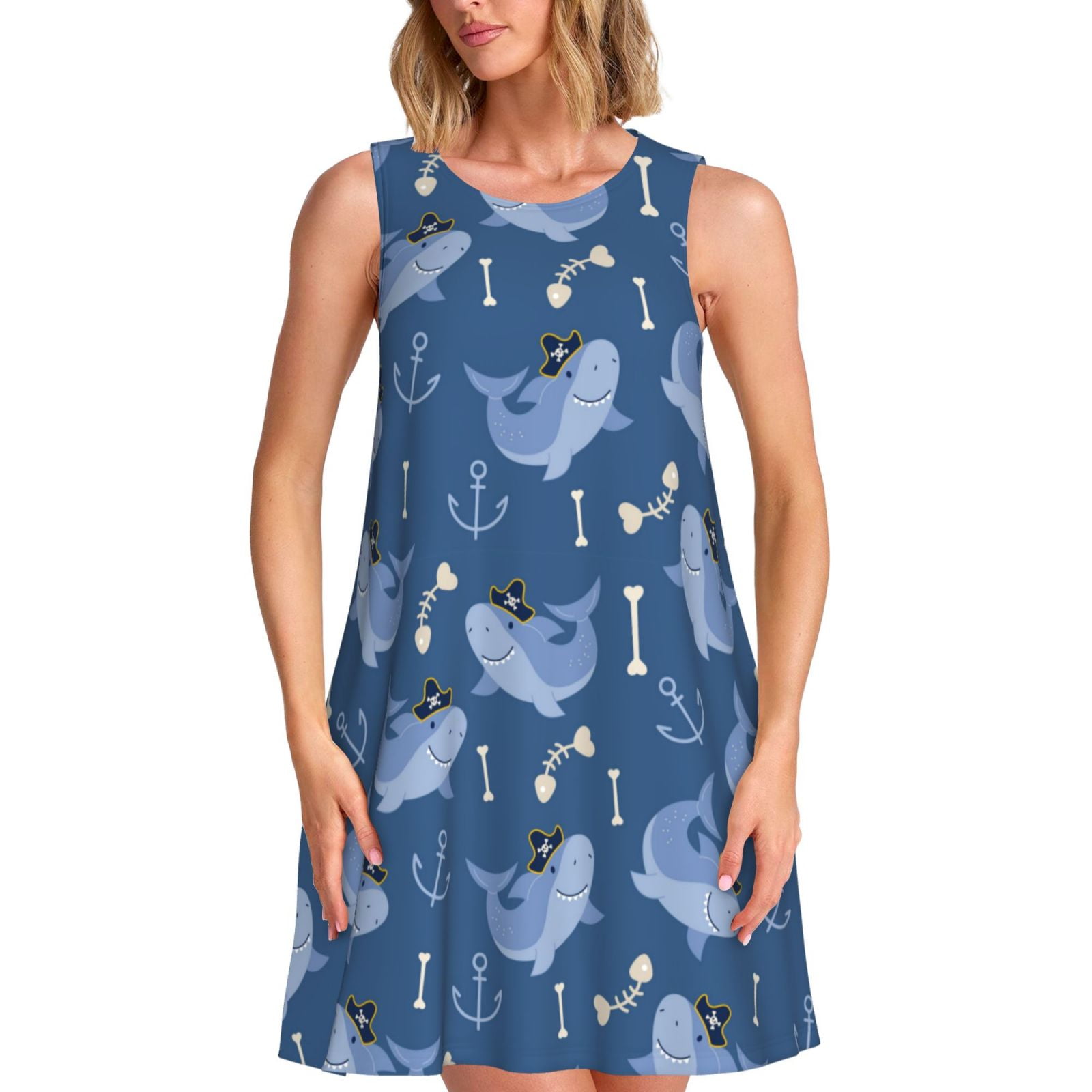 Goofa Shark pirate for Summer Dresses for Women – Beach Floral Sundress ...