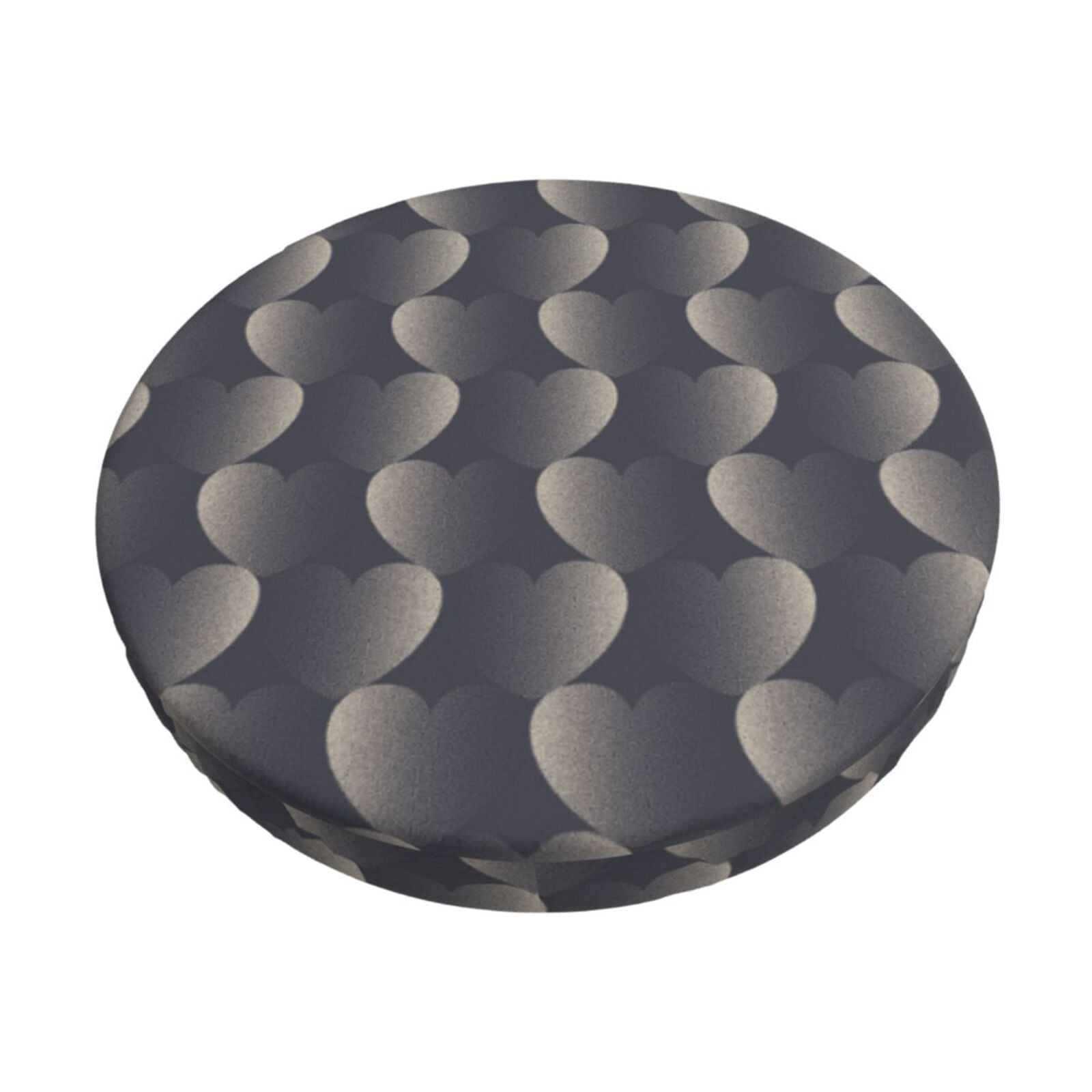 Goofa Silver Glitter Hearts Printed Stool Covers Round, Waterproof Round Bar Stool Covers Anti ...