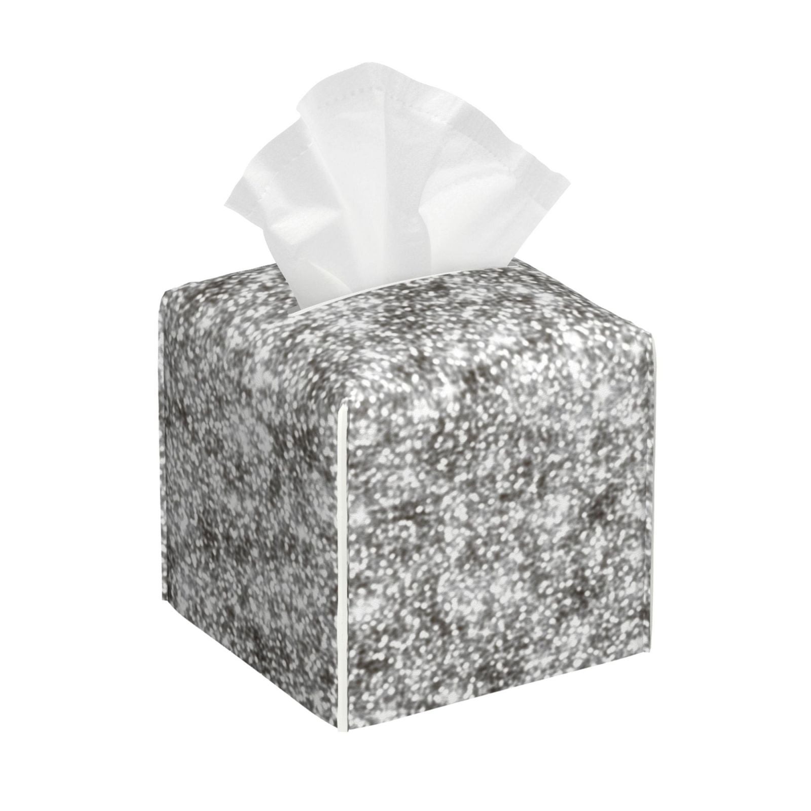 Goofa Silver Glitter Tissue Box Cover PVC Leather Tissue Holder Square ...