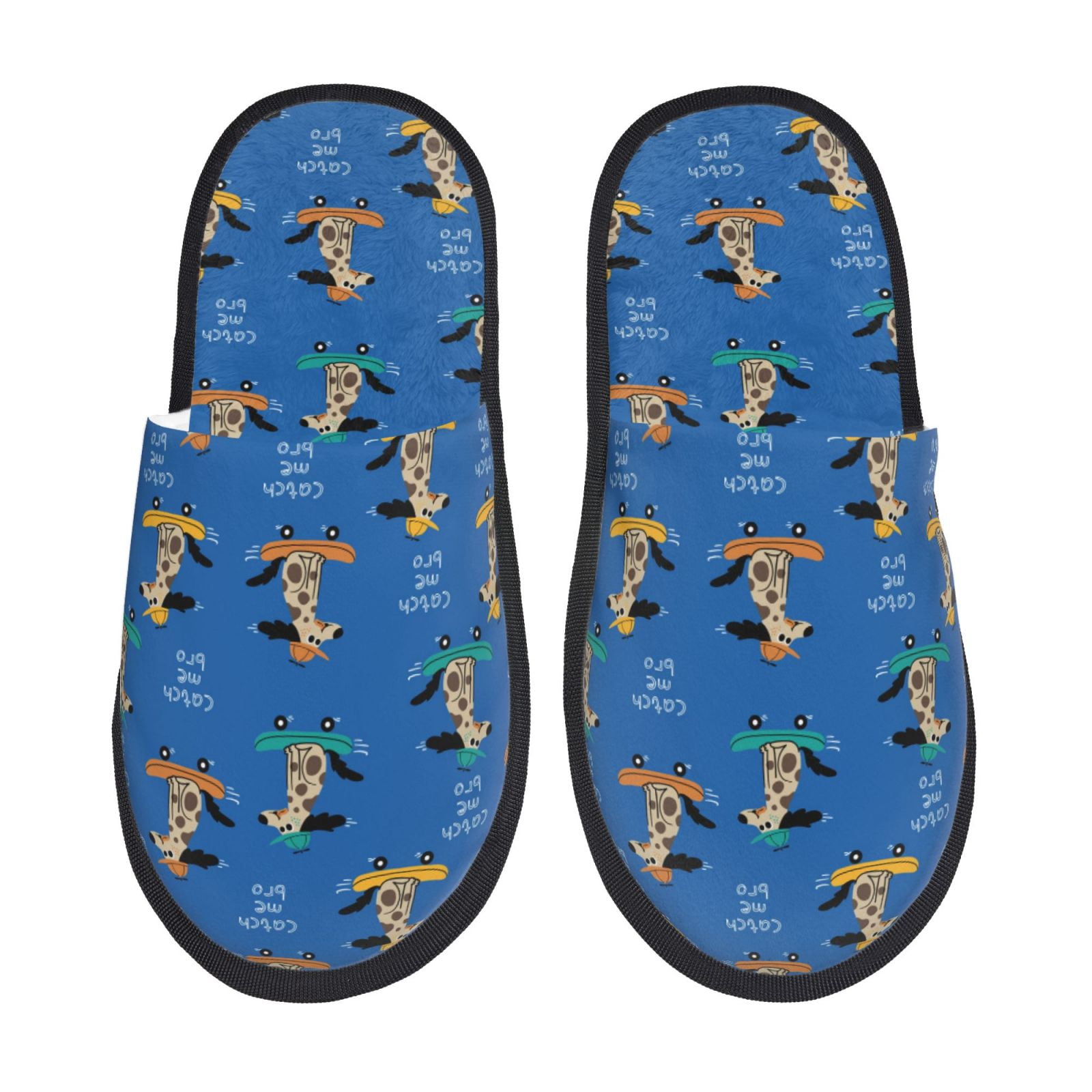 Goofa Skater Dog Pattern Plush Furry Slippers for Men & Women, Cozy ...