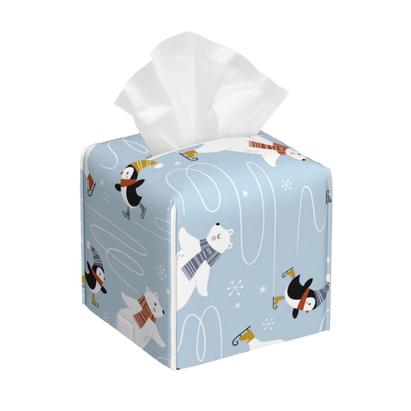 Goofa Skiing penguin Bear Tissue Box Cover PVC Leather Tissue Holder ...