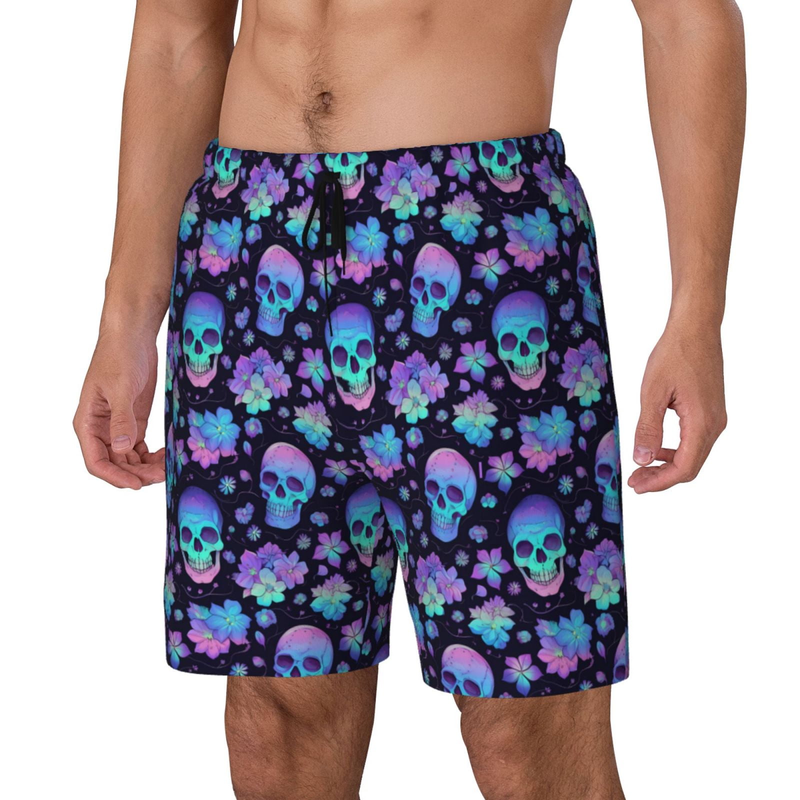 Goofa Skull flower funny Printed Men's Swim Trunks Board Shorts Quick ...
