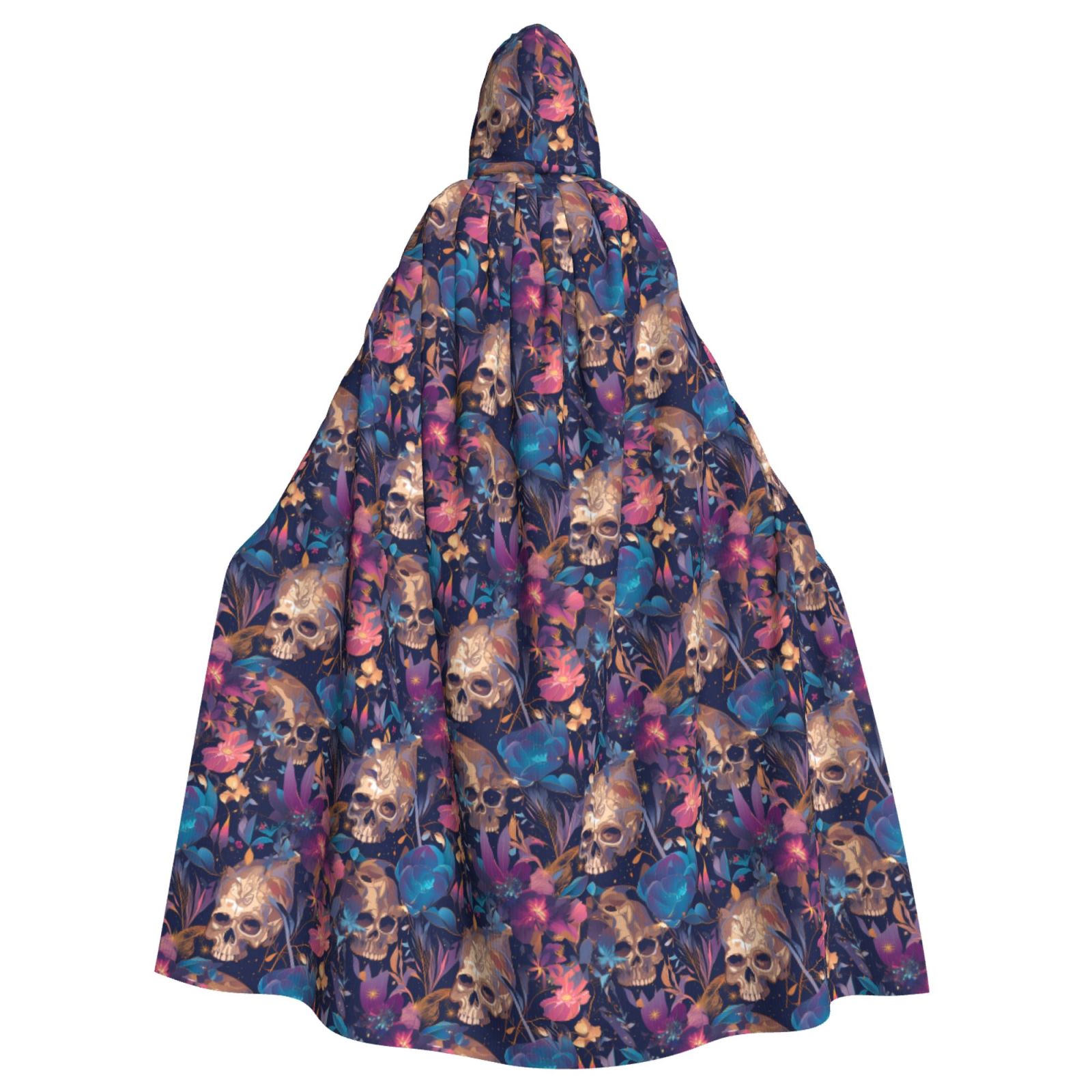 Goofa Skull starry sky flower Pattern Hooded Cloak, Halloween Costume ...