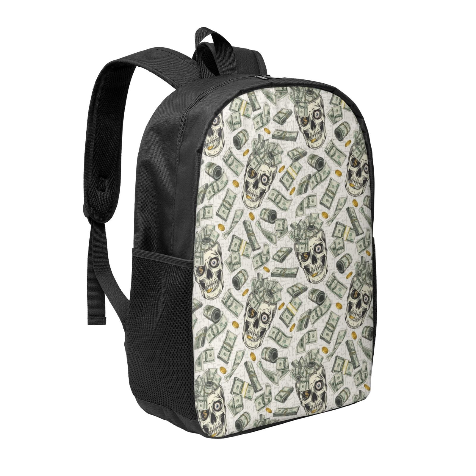 Goofa Skull with Cash Pattern 17in Student Backpack - School, Travel ...