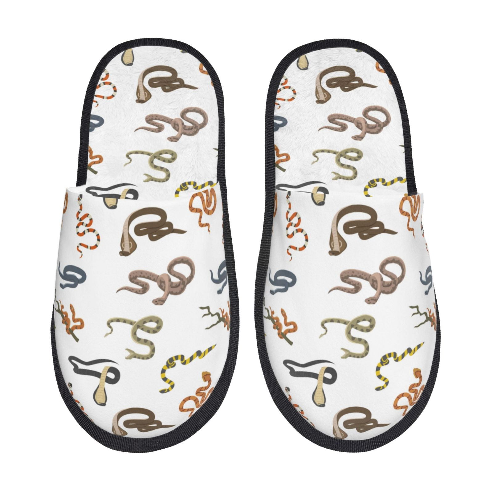 Goofa Snake Pattern Plush Furry Slippers for Men & Women, Cozy Indoor ...