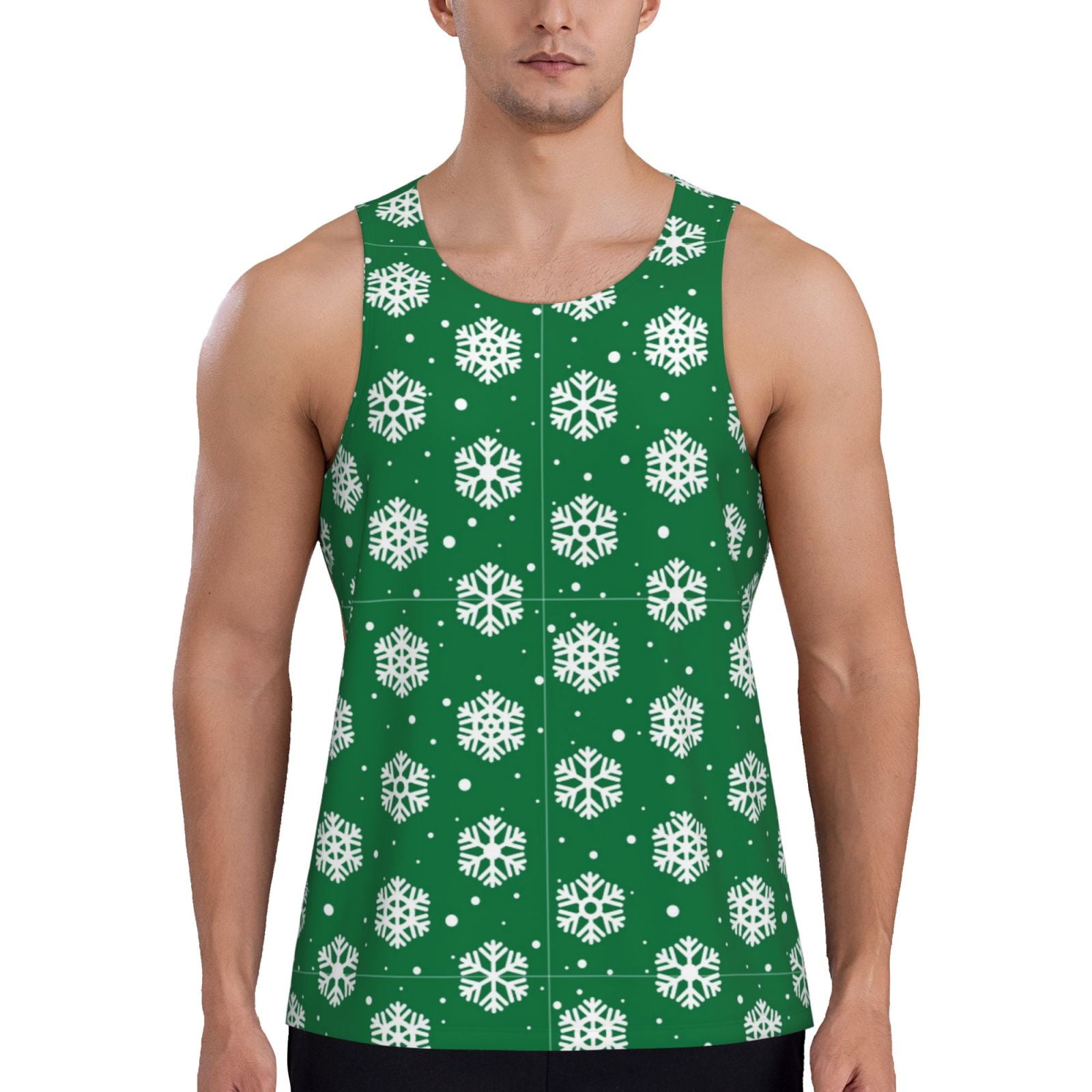 Goofa Snowflake Pattern Men's Workout Tank Top Slim-Fit Tank Quick Dry ...