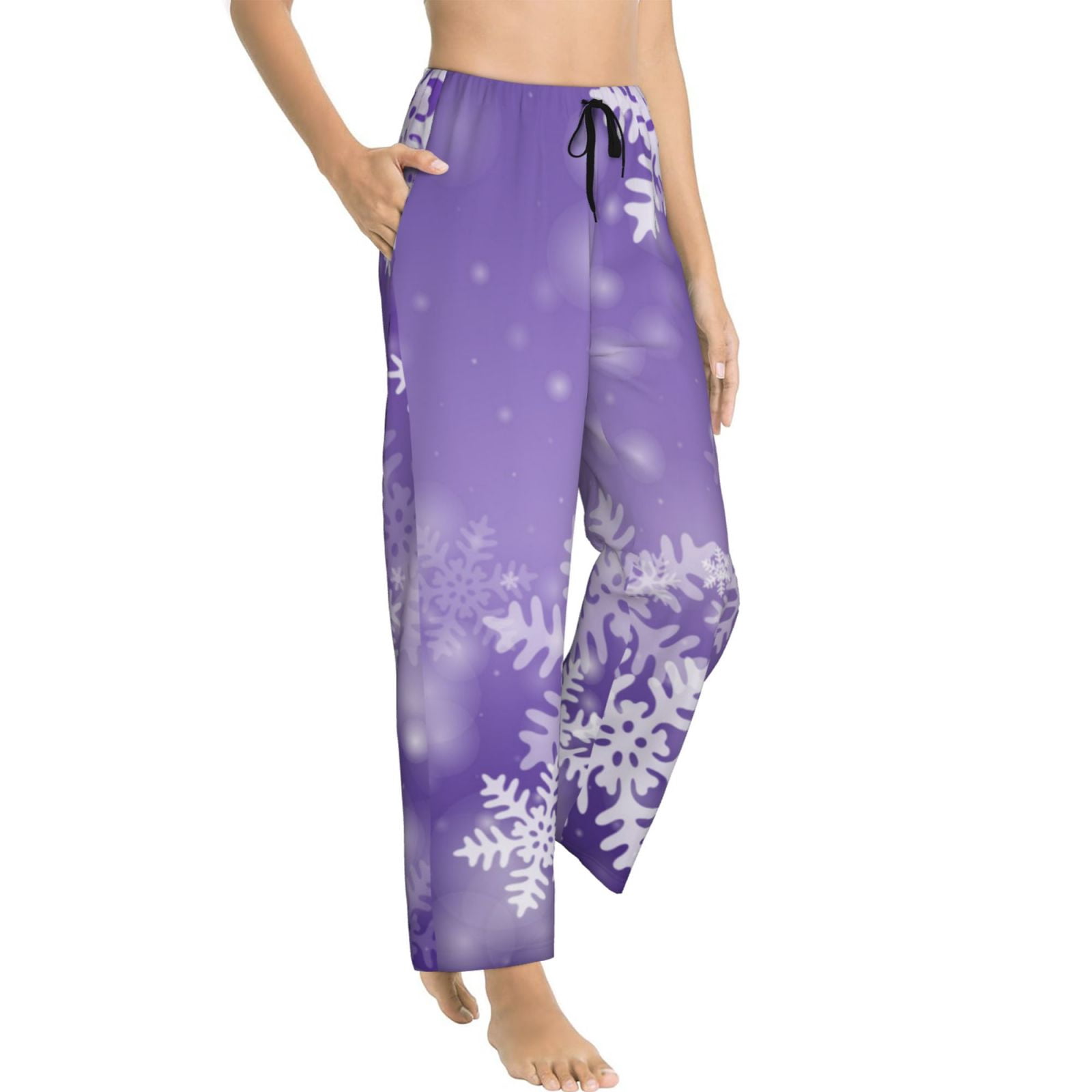 Goofa Snowflakes Printed Soft Pajama Pants for Women, Wide Leg Comfy ...