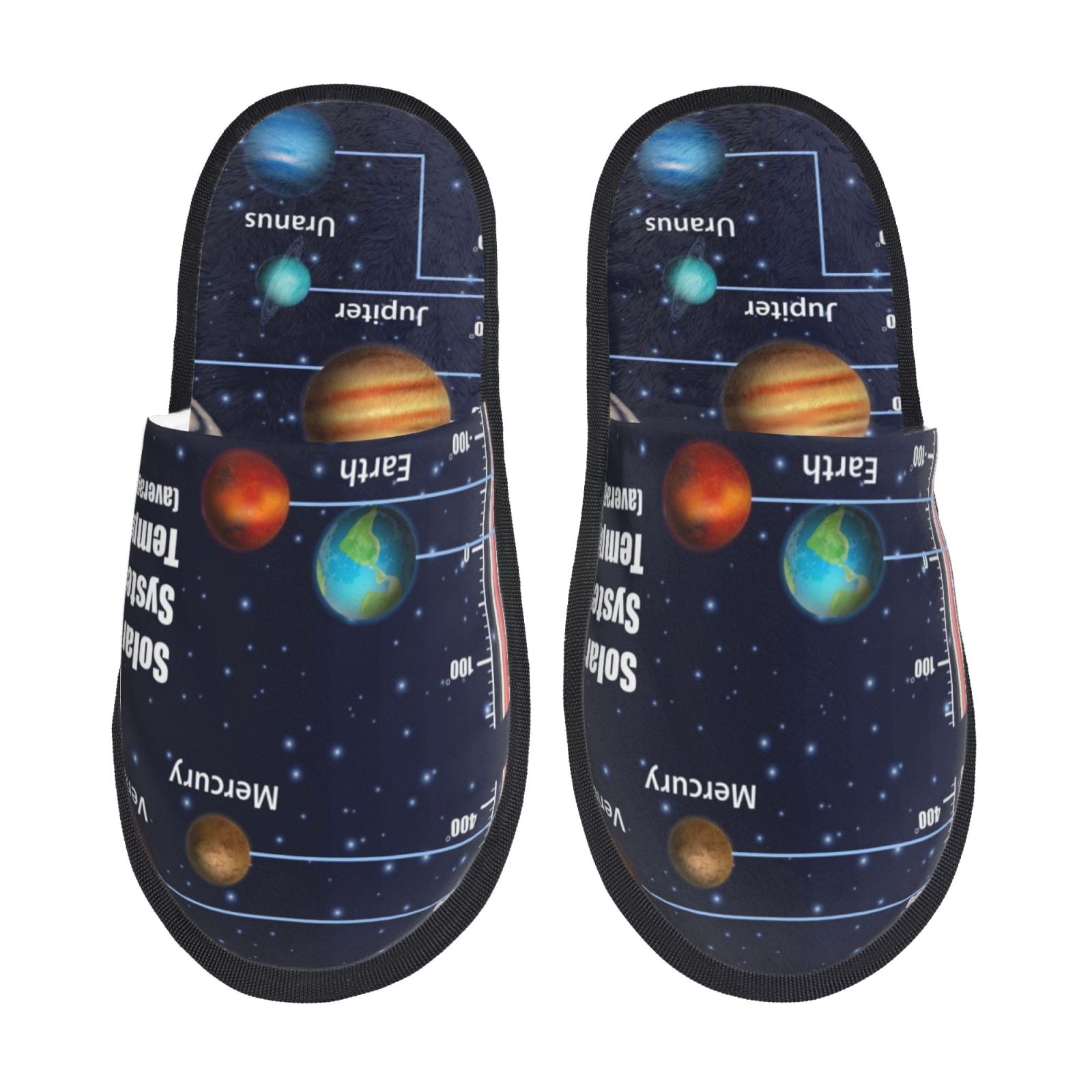 Goofa Solar System Pattern Plush Furry Slippers for Men & Women, Cozy ...