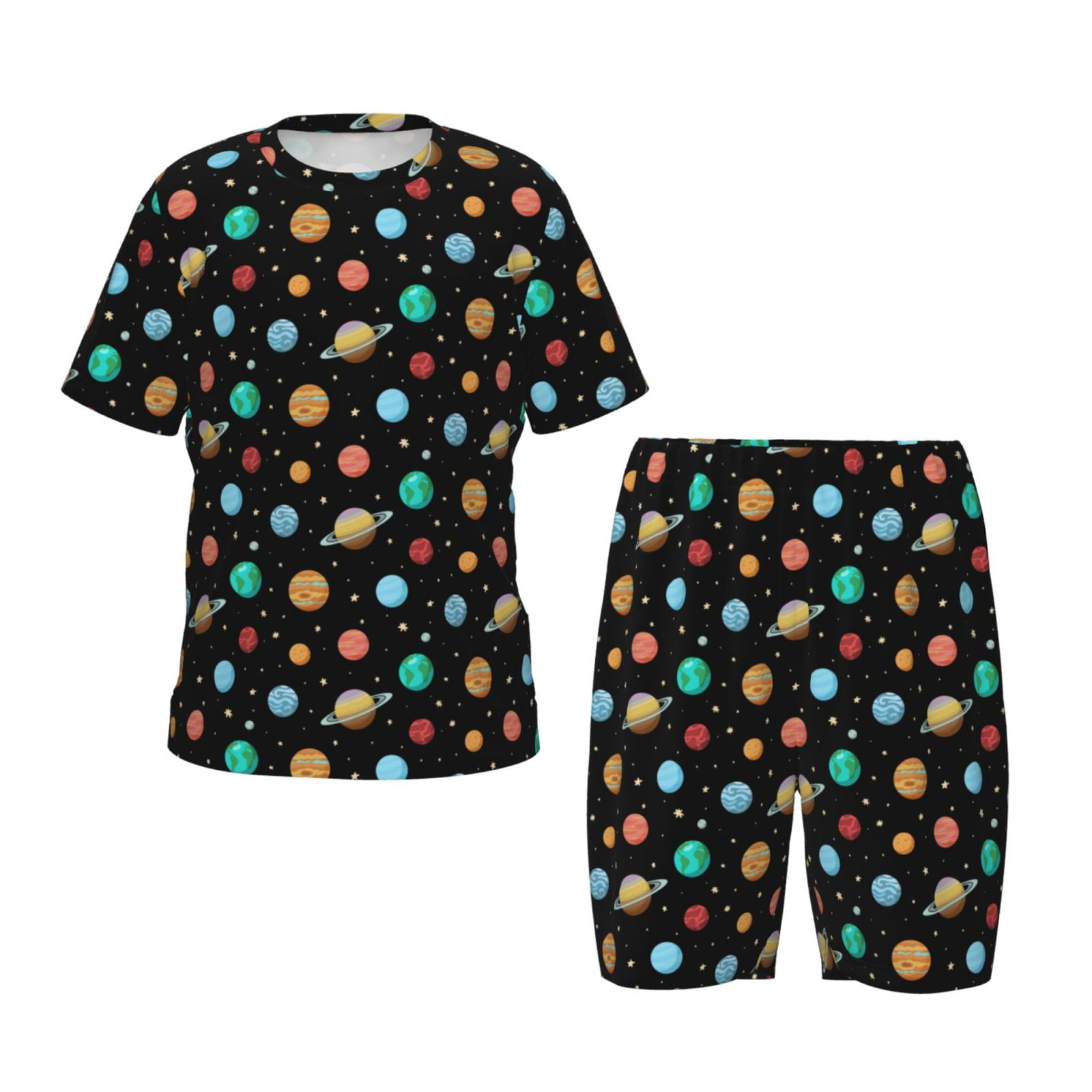 Goofa Solar System Planets Space Pattern Short-Sleeved Pajama Set for ...