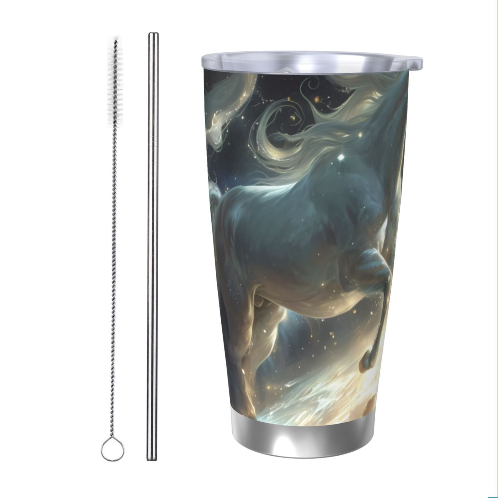Goofa Space White Horse for 20 oz Skinny Tumbler Stainless Steel Coffee ...