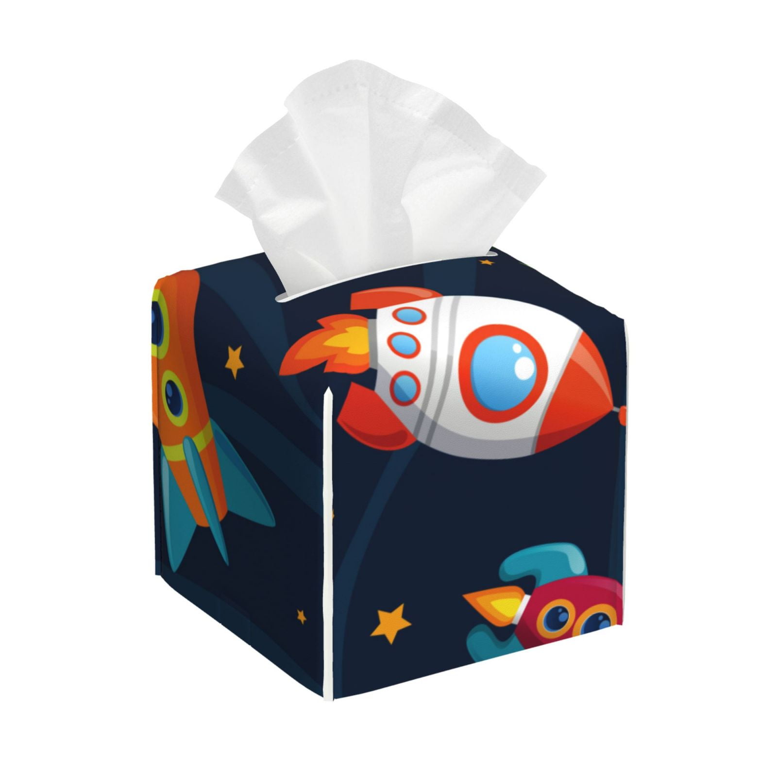 Goofa Spaceships and Stars Tissue Box Cover PVC Leather Tissue Holder ...