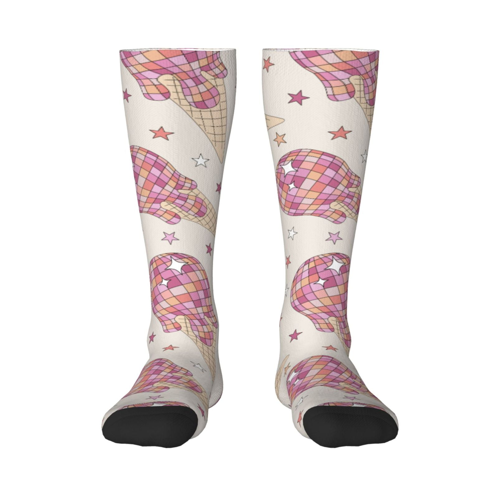 Goofa Sparkling Ice Cream Pattern Adult Stockings, Color-Block Knee ...