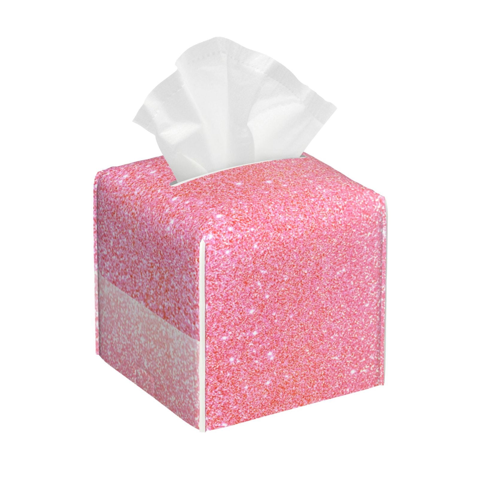 Goofa Sparkly Pink Glitter Tissue Box Cover PVC Leather Tissue Holder ...