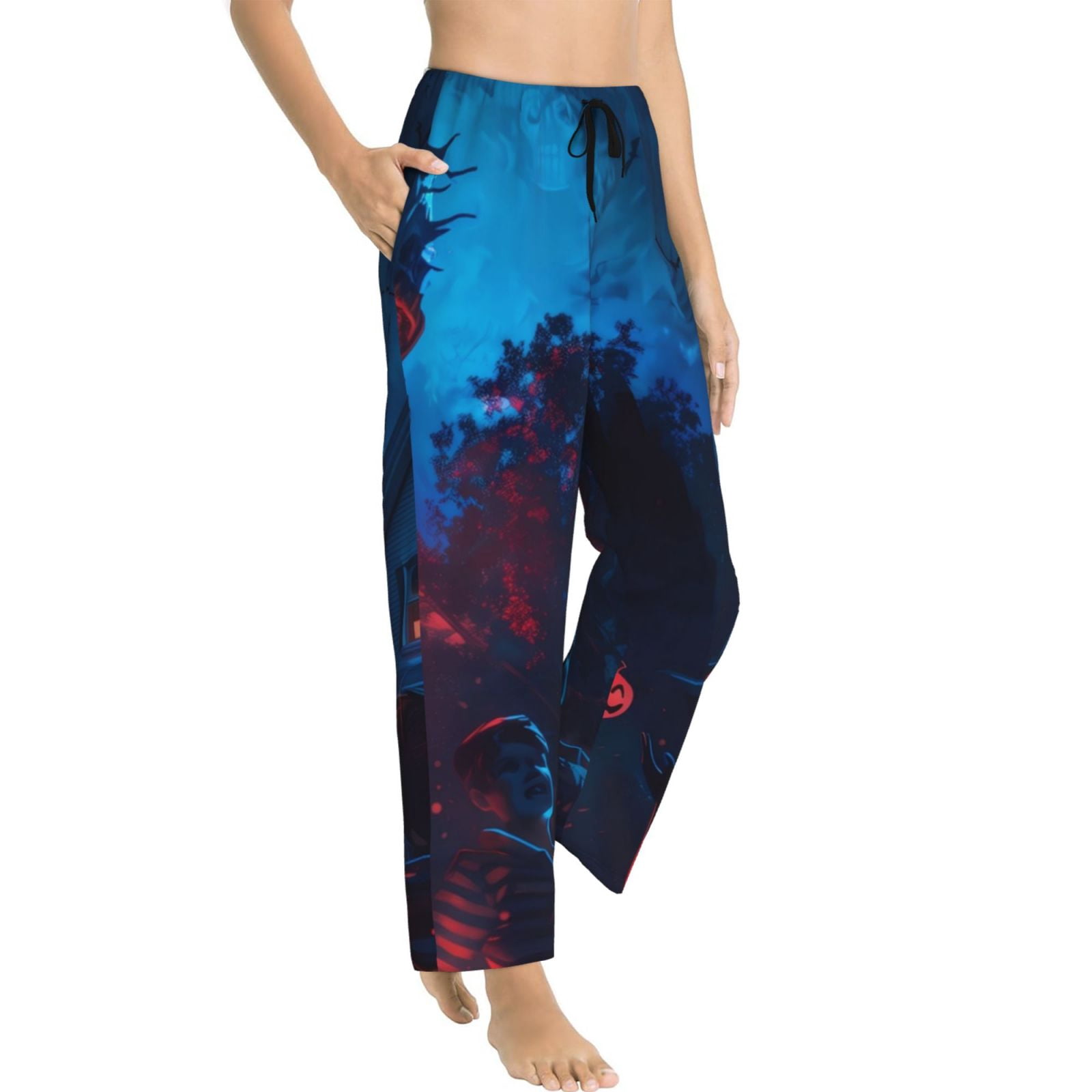 Goofa Spooky Halloween Night Scene Printed Soft Pajama Pants for Women ...