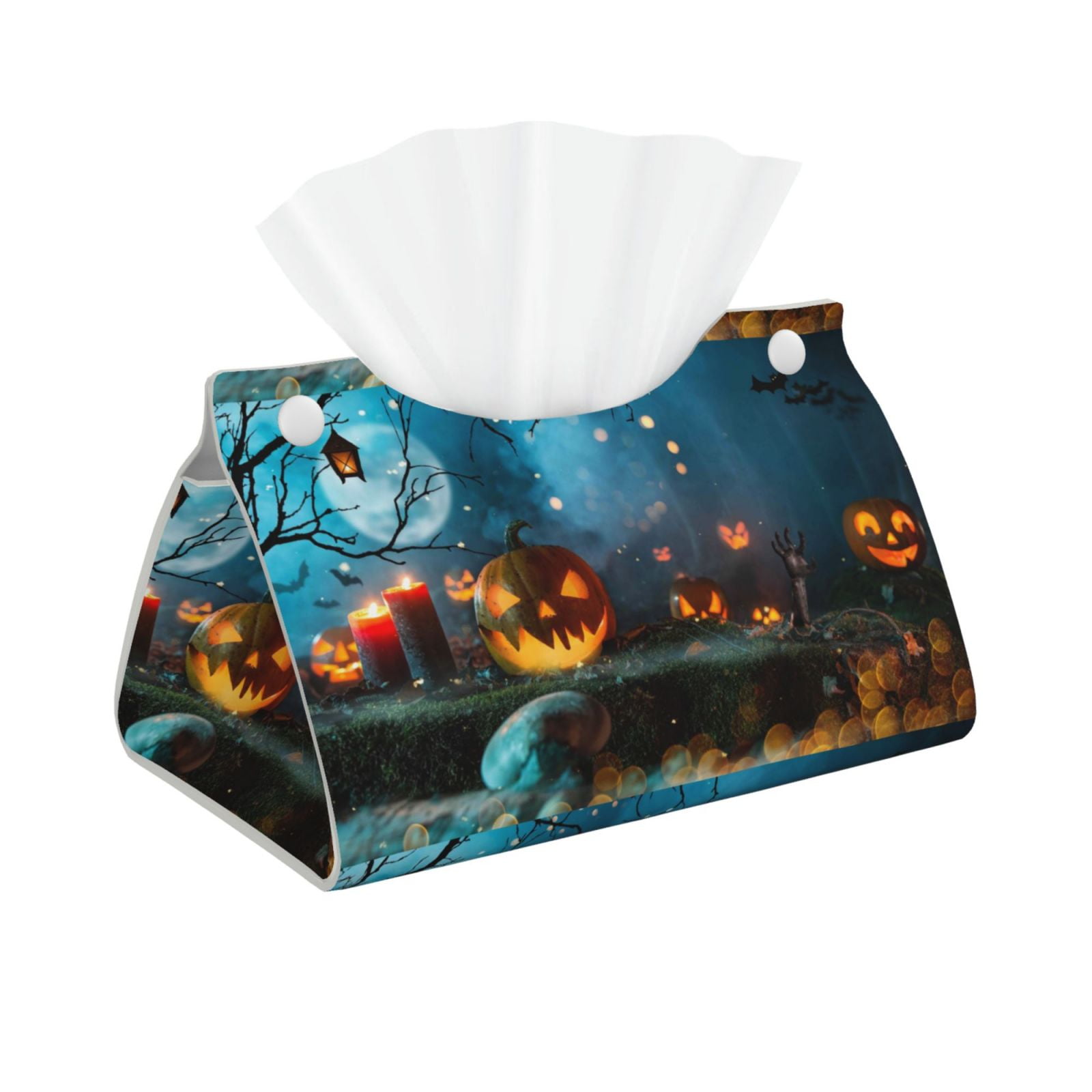 Goofa Spooky Halloween Pattern Triangle Square Tissue Box Cover, Modern ...
