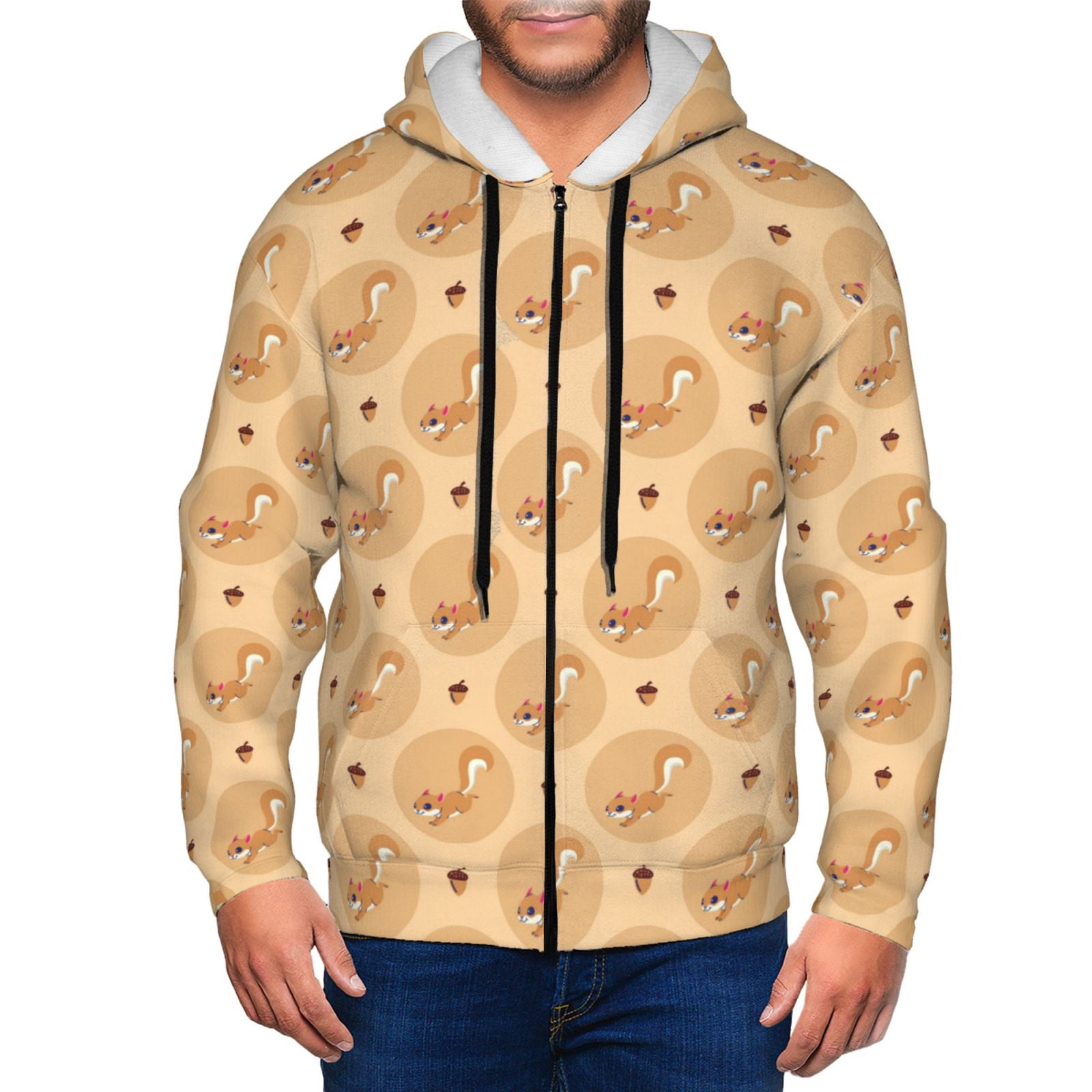 Goofa Squirrel And Nuts Pattern Mens Full-zip Hoodie, Zip-up Pullover ...