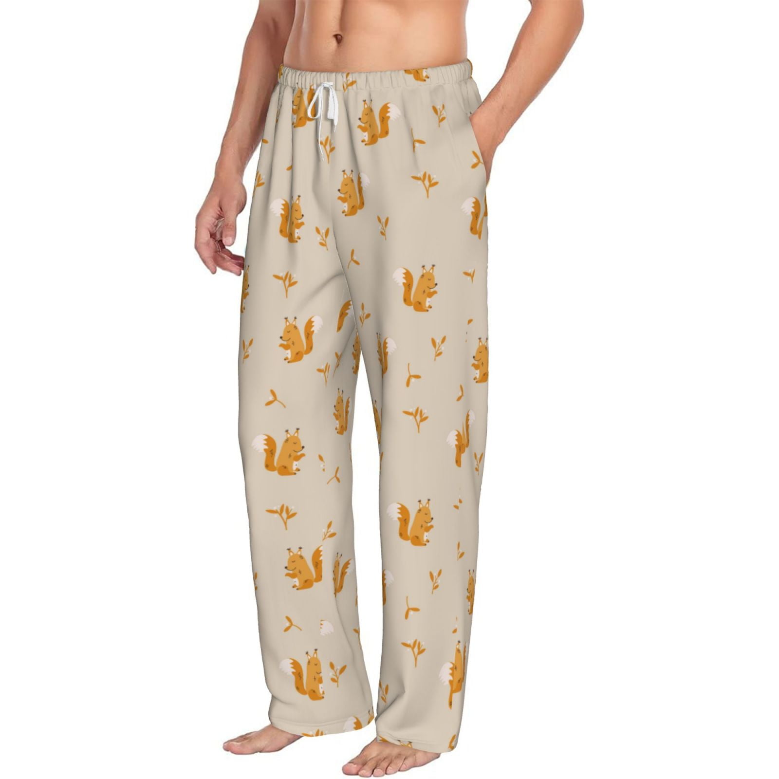 Goofa Squirrel Animal Printed Soft Pajama Pants for Men, Wide Leg Comfy ...