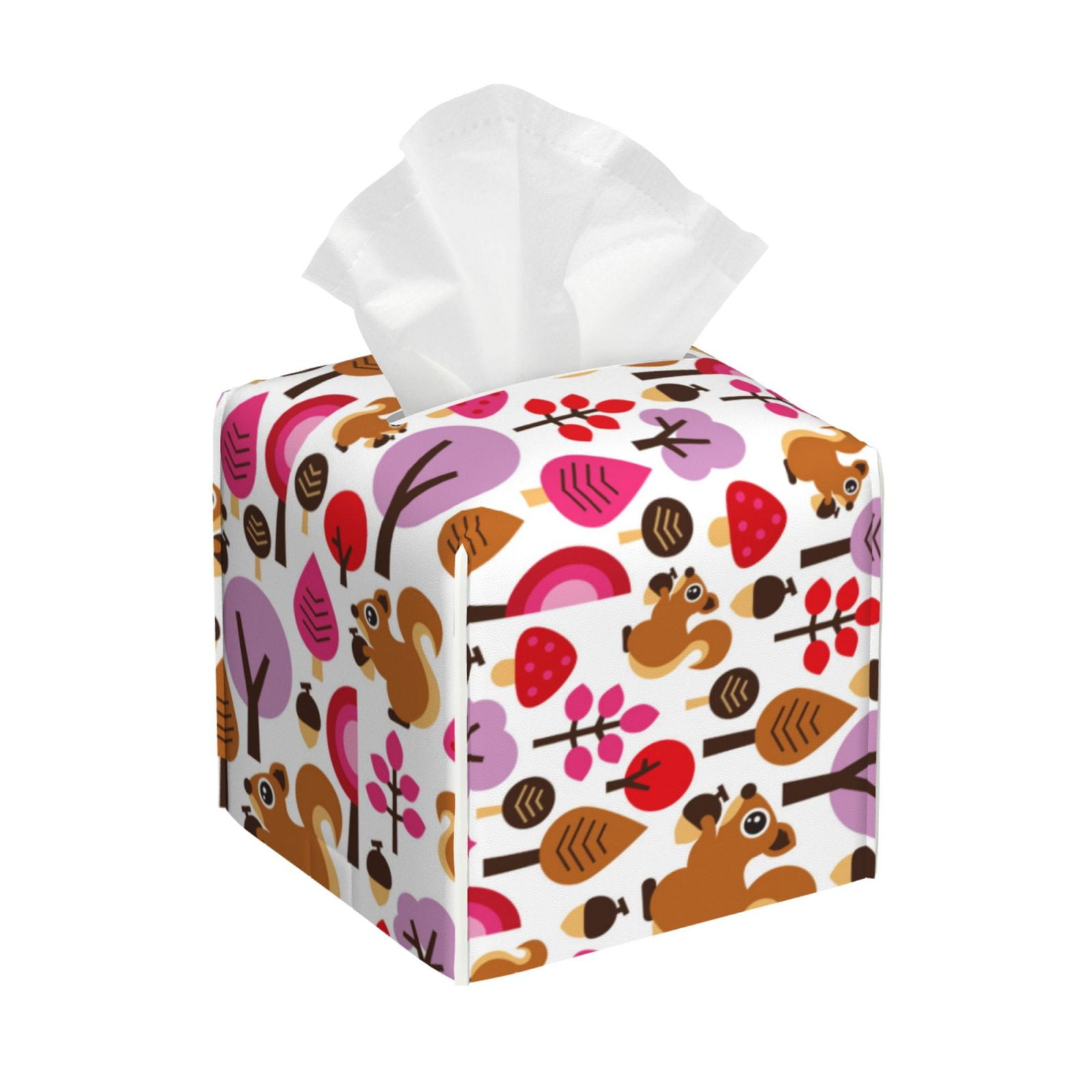 Goofa Squirrel In The Forest Tissue Box Cover PVC Leather Tissue Holder ...
