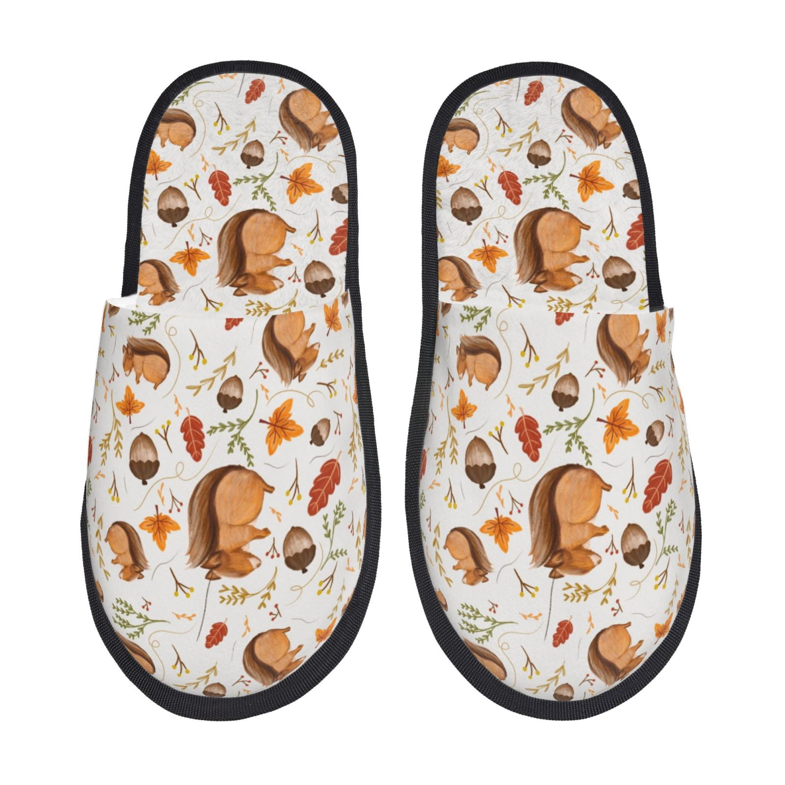 Goofa Squirrel Pattern Plush Furry Slippers for Men & Women, Cozy ...