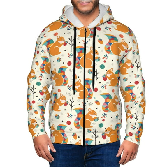 Goofa Squirrel With Colorful Tail Pattern Mens Full-zip Hoodie, Zip-up ...