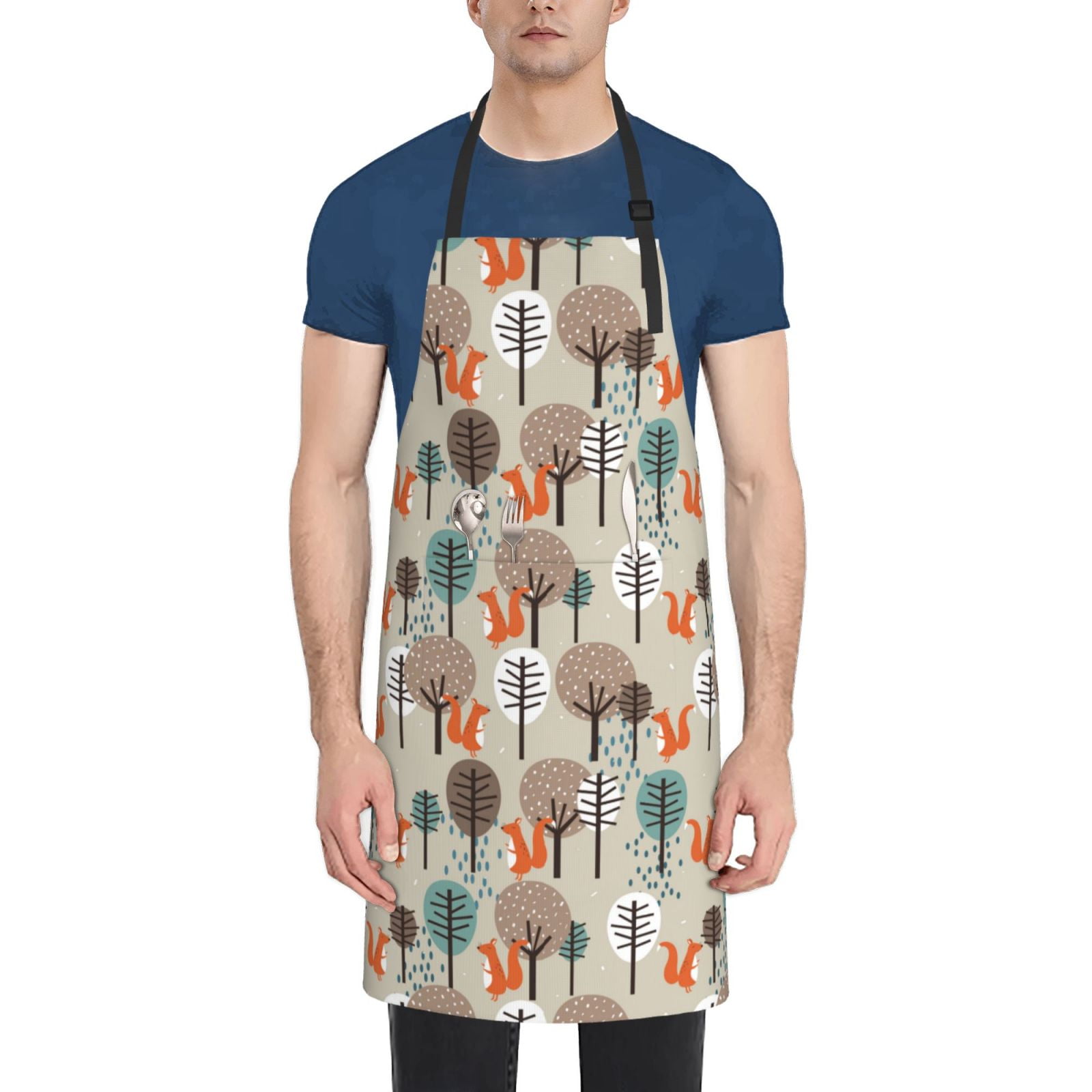 Goofa Squirrels and Trees Printed Waterproof Apron 33" Chef Aprons for ...