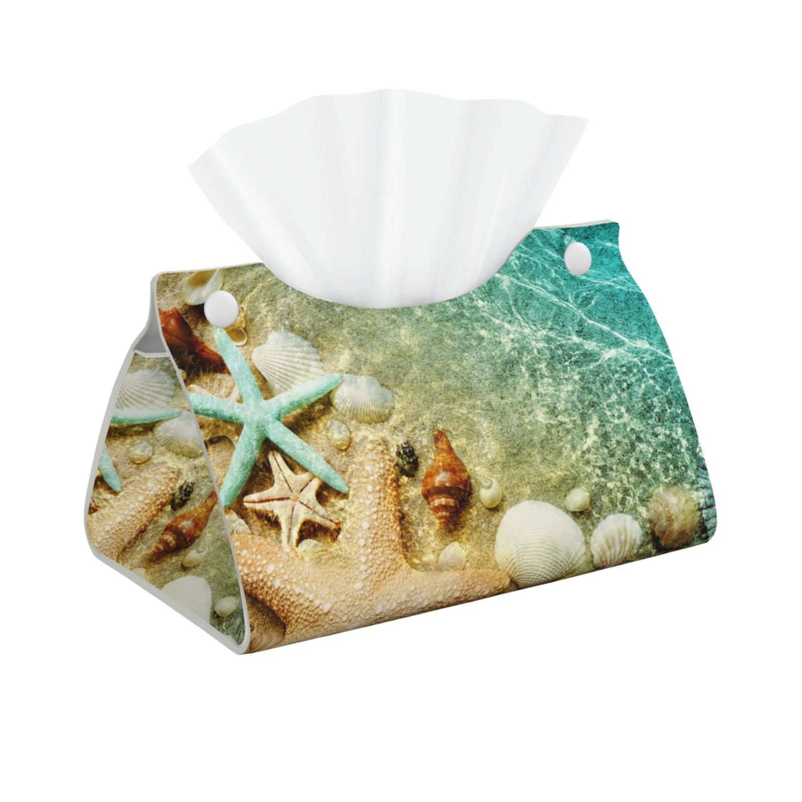 Goofa Starfish And Seashell Pattern Triangle Square Tissue Box Cover ...
