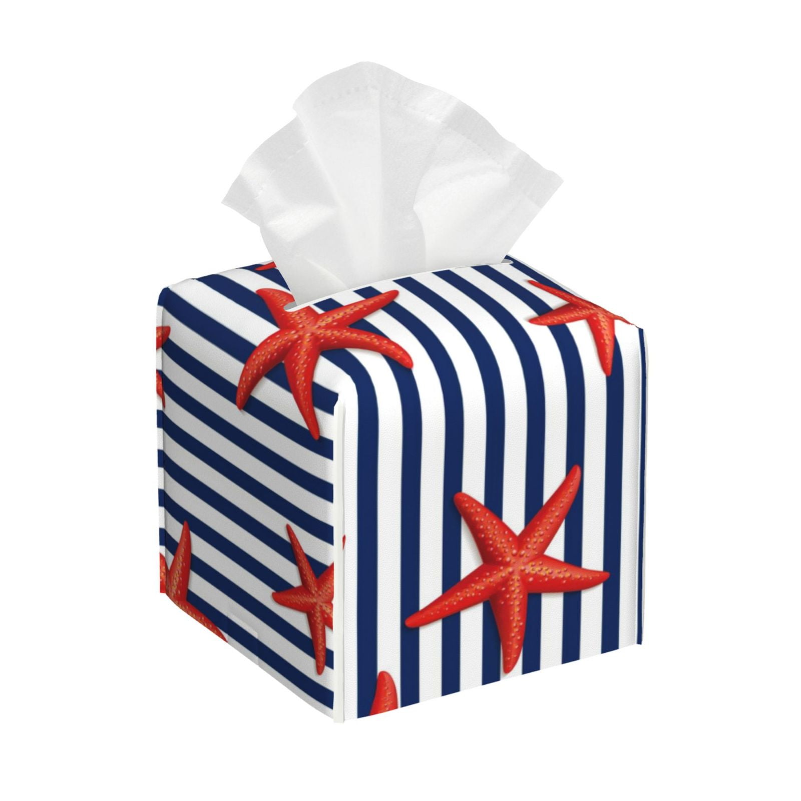 Goofa Starfish Navy Blue Stripe Tissue Box Cover PVC Leather Tissue ...